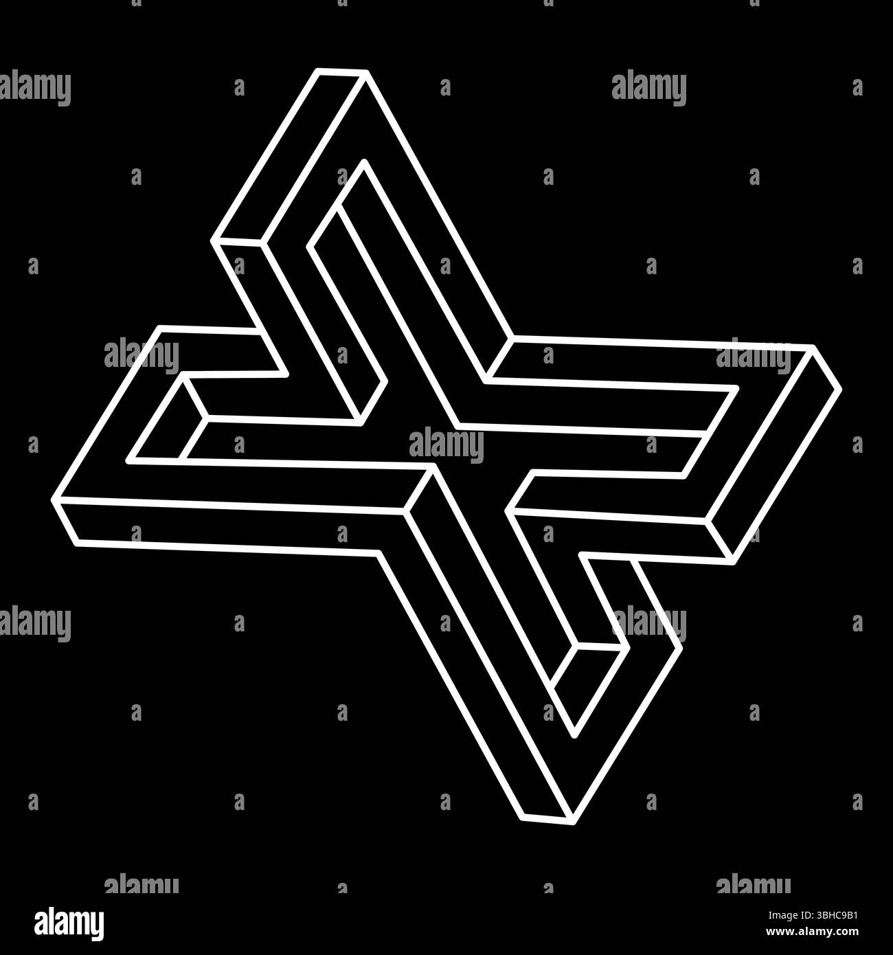 Impossible shapes. Sacred geometry figures. Optical illusion. Abstract eternal geometric object ...