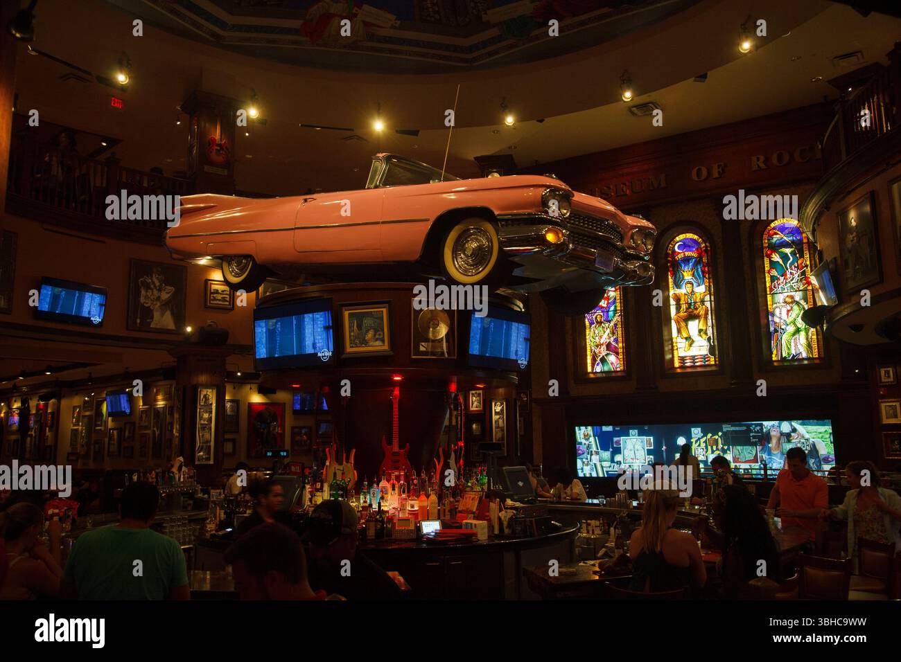 Indoor Hard Rock Cafe stage at the Universal Citywalk at nightt ...