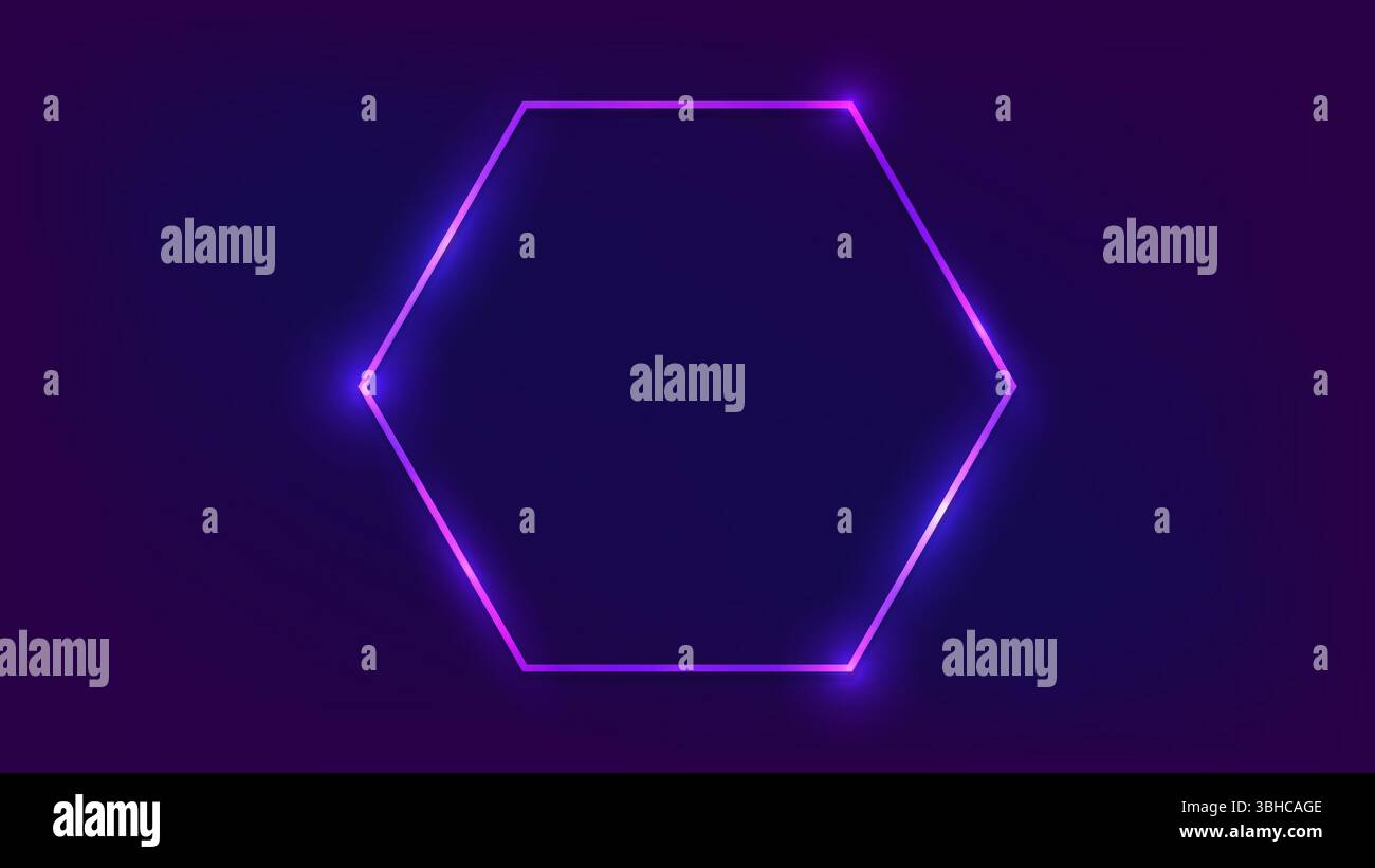 Neon light hexagon on Stock Vector Images - Alamy
