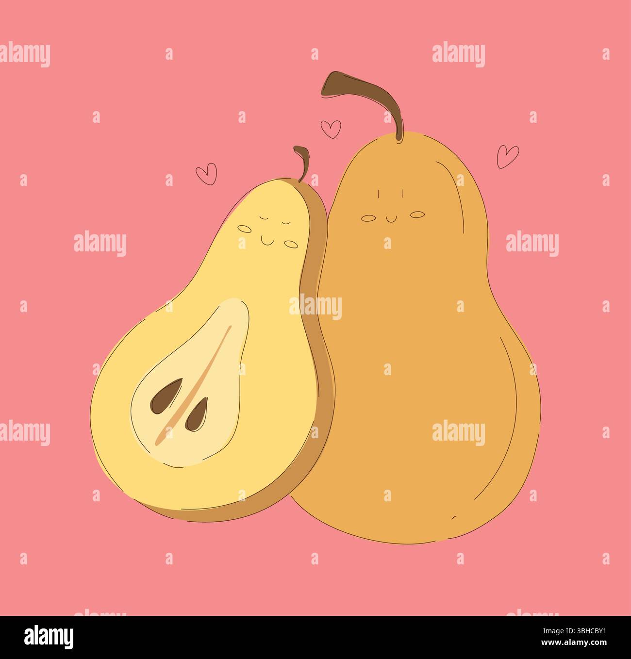 Adorable Pear Characters Featuring Vibrant Colors on a Soft Pink ...