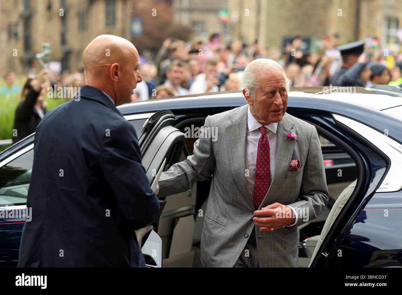 King Charles III arrives for the Ceremony of the Keys during his visit ...
