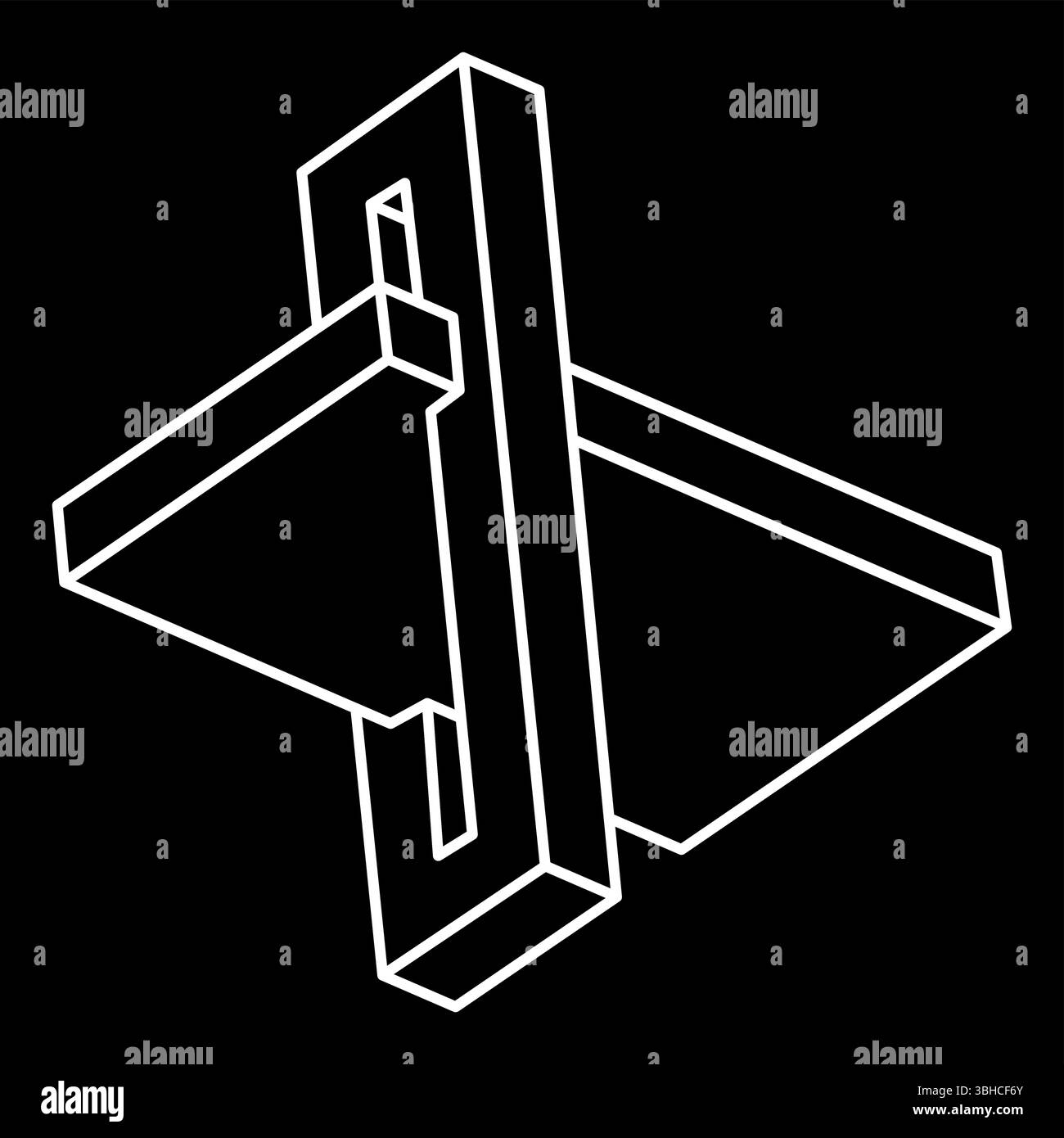 Impossible objects. Line geometric shape. Optical illusion figure. Optical art object Stock ...