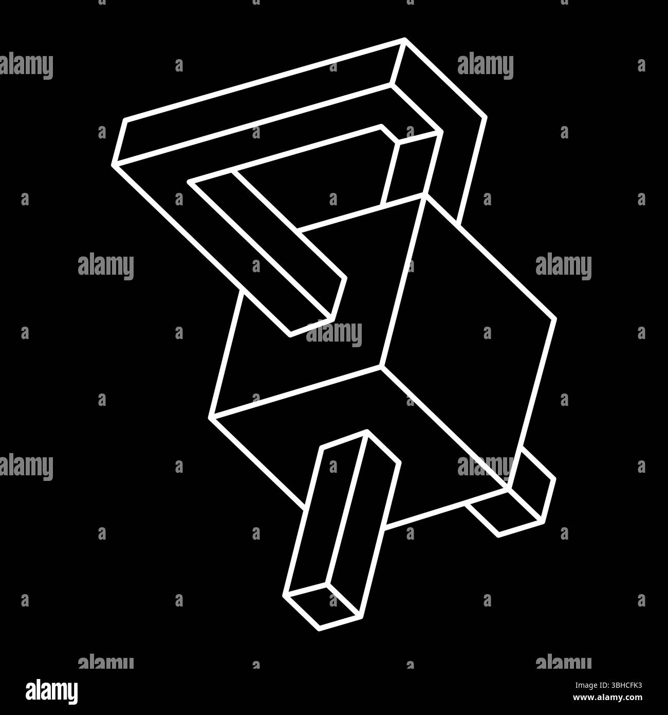 Impossible cube. Line design. Impossible shapes. Optical illusion object. Optical art. Sacred ...