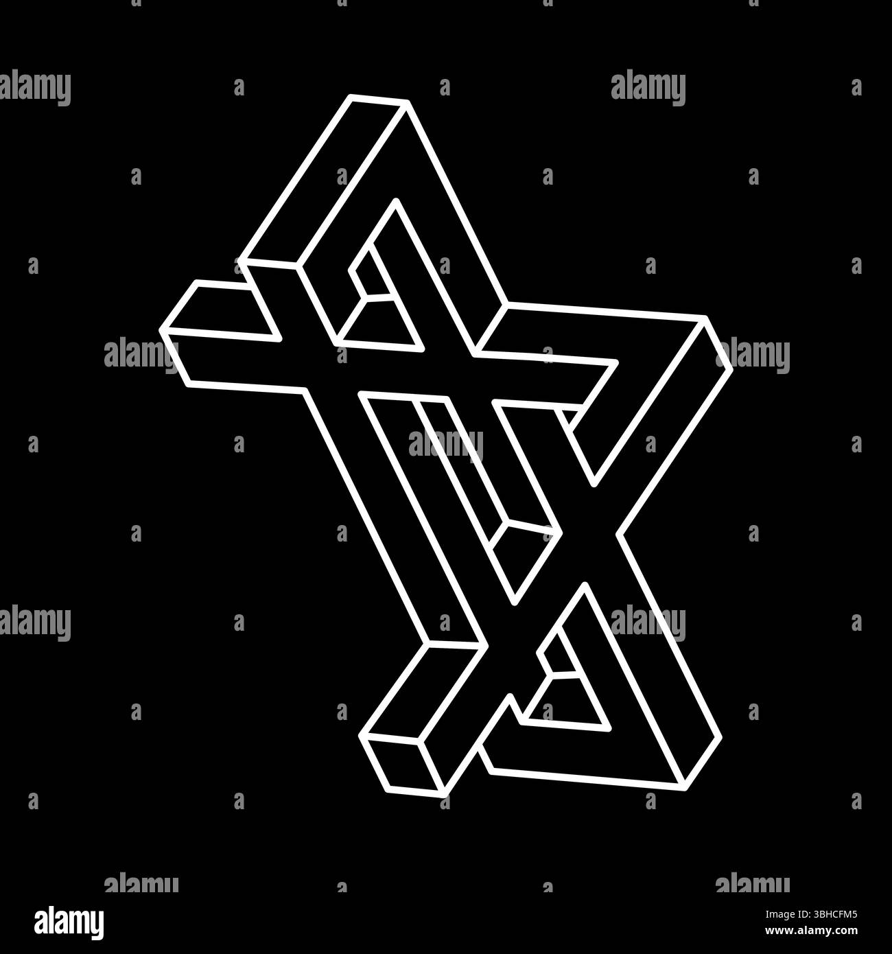 Graphic impossible shapes. Escher paradox geometry. Optical illusion ...