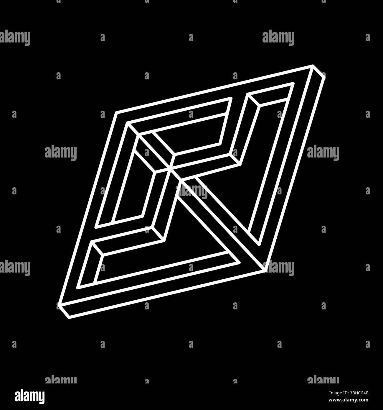 Impossible optical illusion shape. Op art object. Impossible figures. Line art. Escher style ...