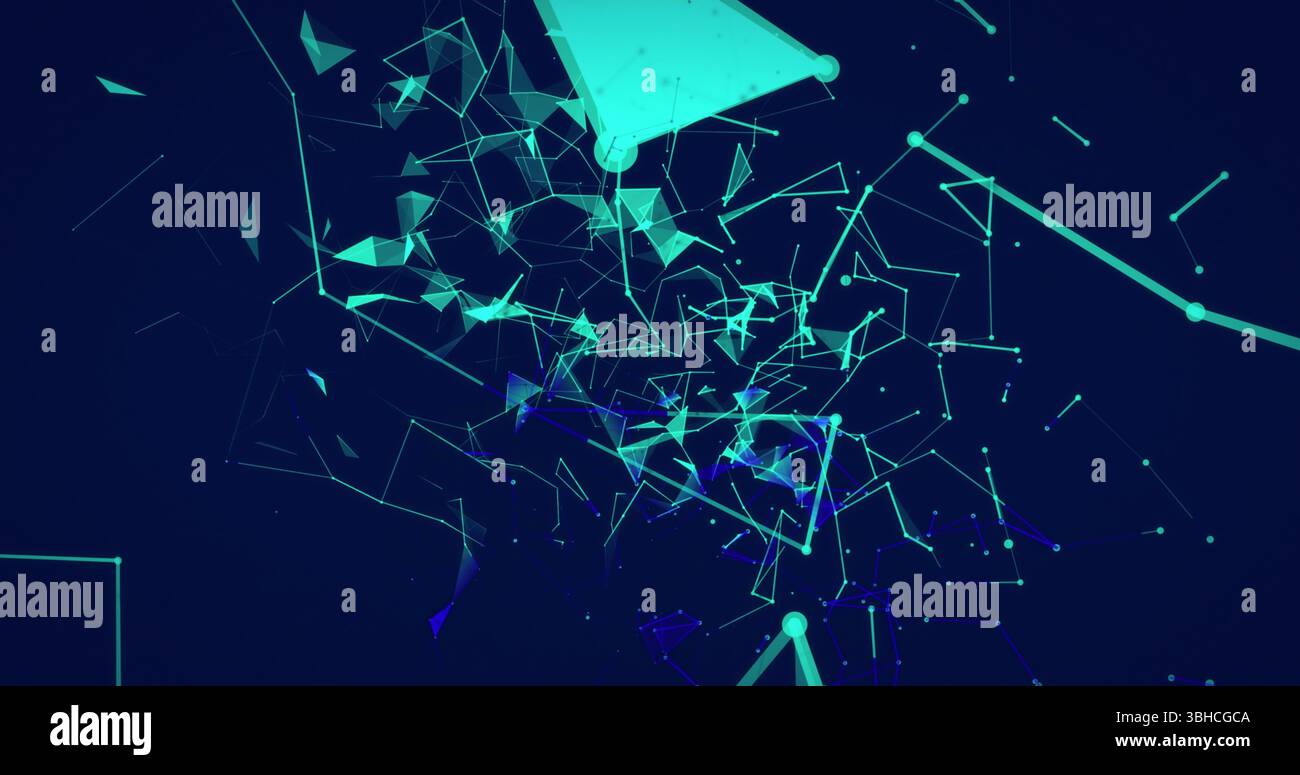 Image of dots interconnecting with lines and forming triangle shapes ...