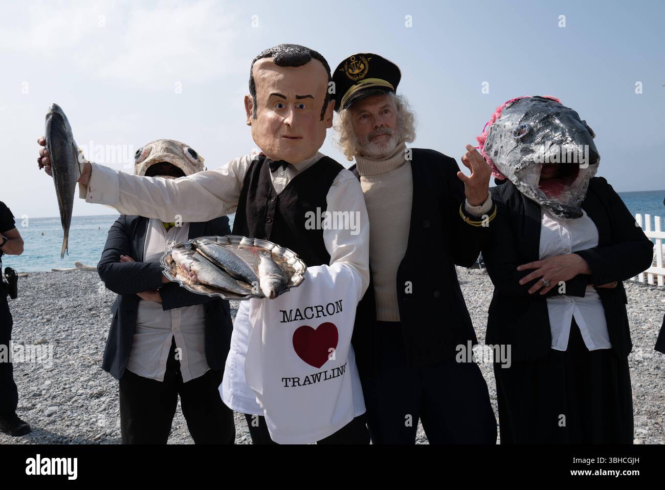 Ocean Rebellion stages Macron Loves Trawling protest in Nice Activists ...