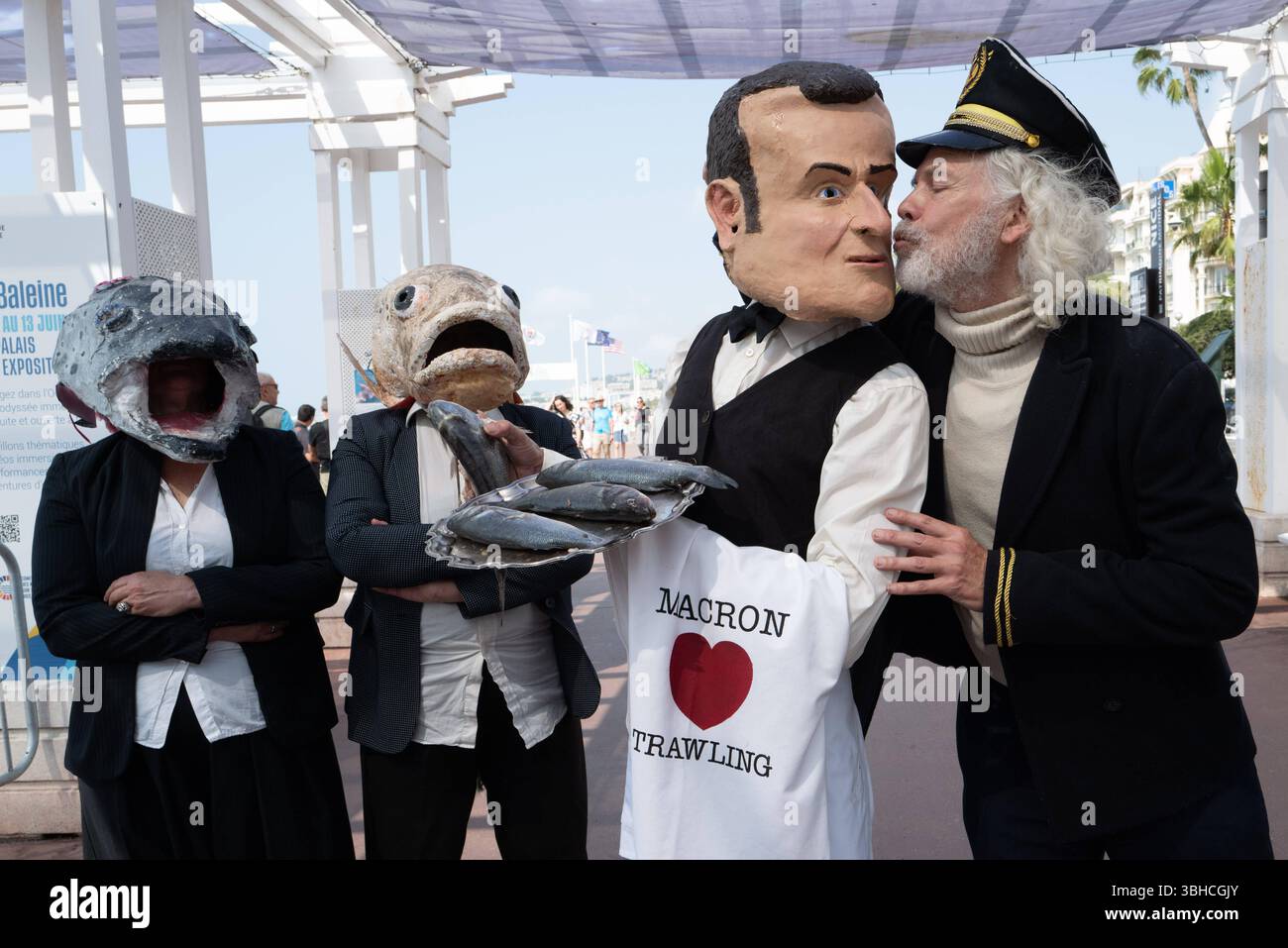 Ocean Rebellion stages Macron Loves Trawling protest in Nice Activists ...