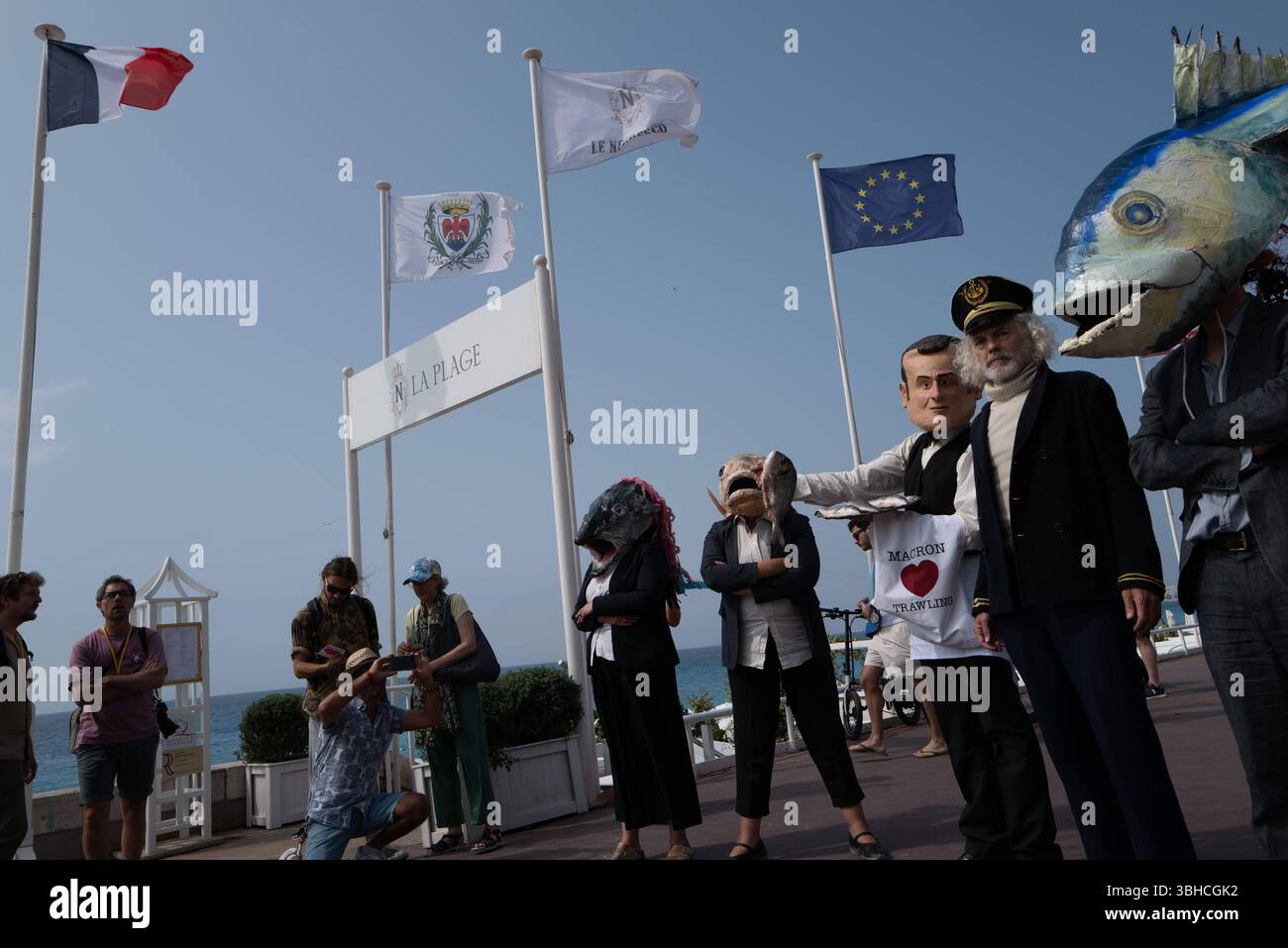 Ocean Rebellion stages Macron Loves Trawling protest in Nice Activists ...