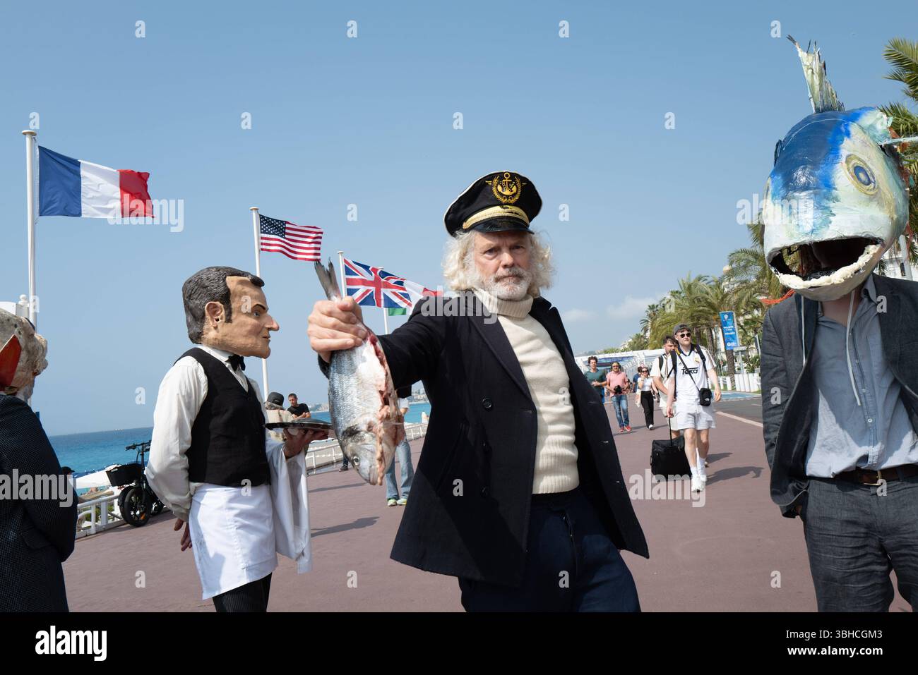 Ocean Rebellion stages Macron Loves Trawling protest in Nice Activists ...