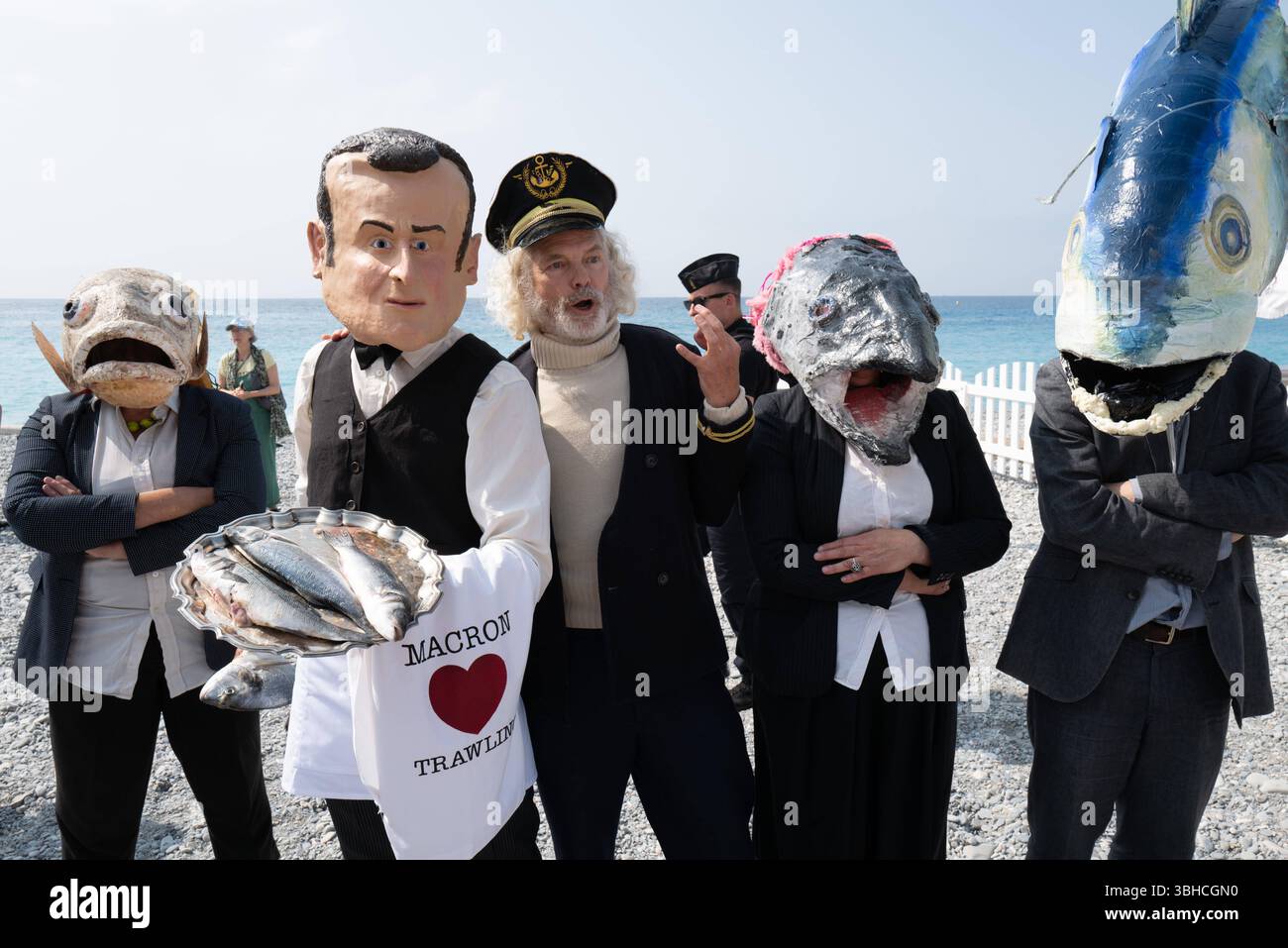 Ocean Rebellion stages Macron Loves Trawling protest in Nice Activists ...