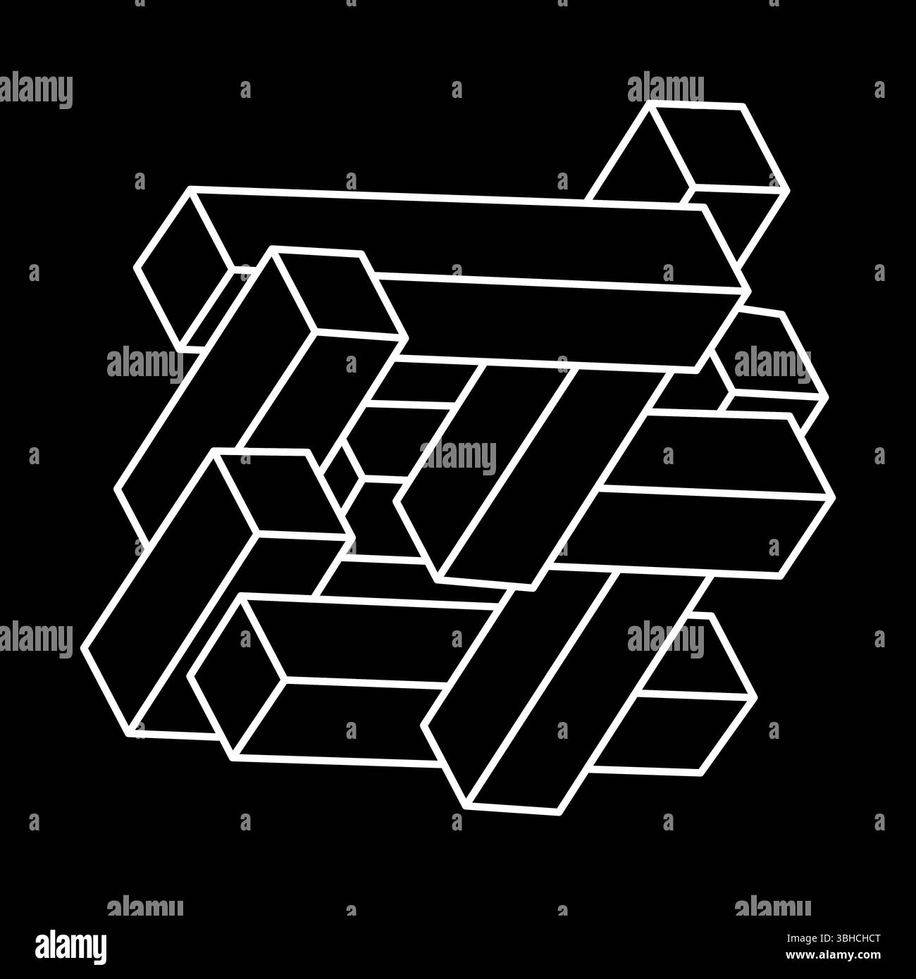 Impossible objects. Optical illusion shapes. 3d illustration vector. Unreal geometric figures ...