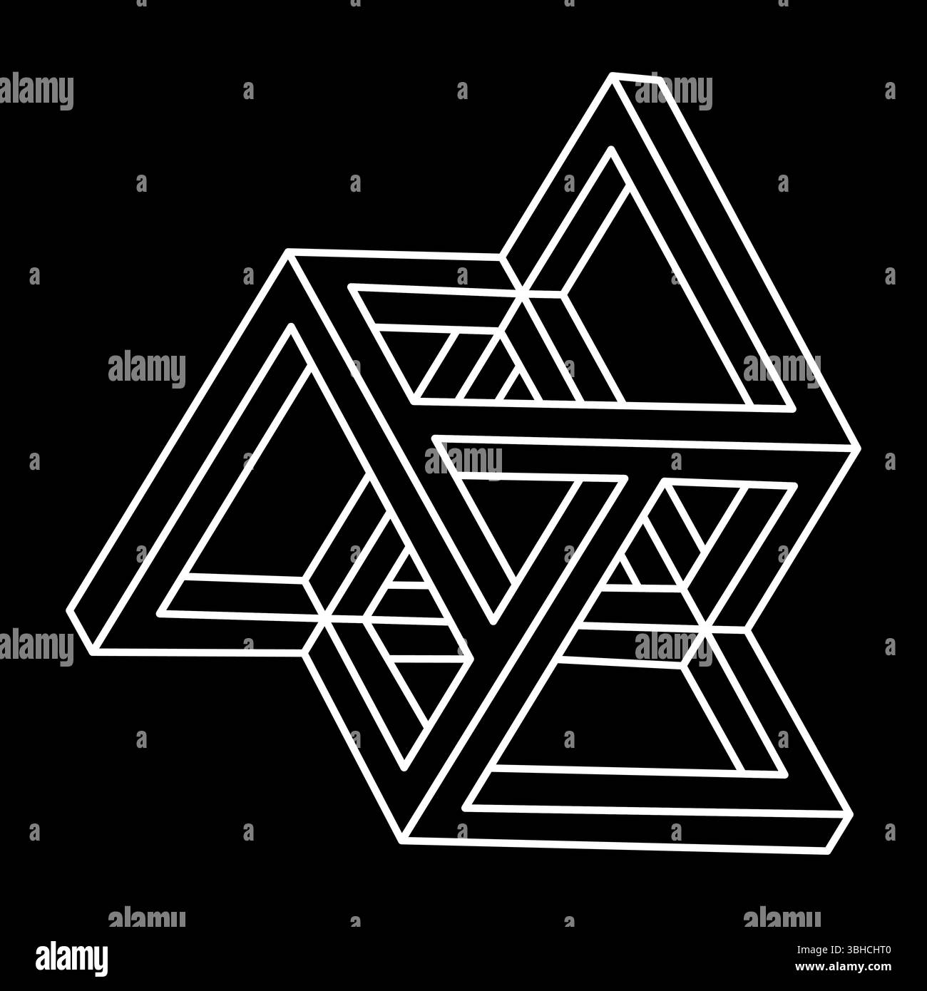 Impossible shapes. Web design elements. Optical illusion objects. Line ...