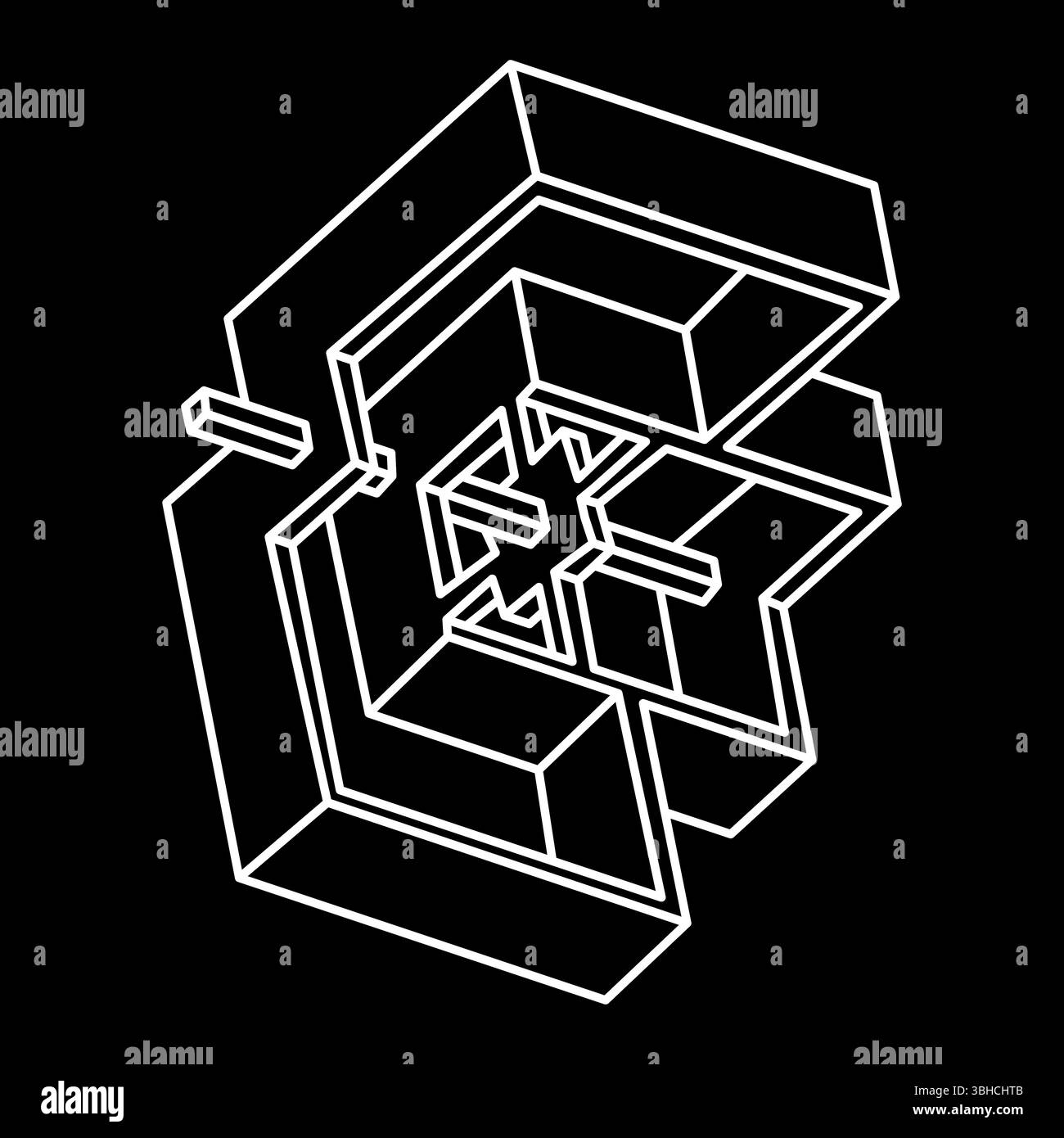 Impossible shape logo design, optical illusion object. Optical art figure. Escher style. Sacred ...