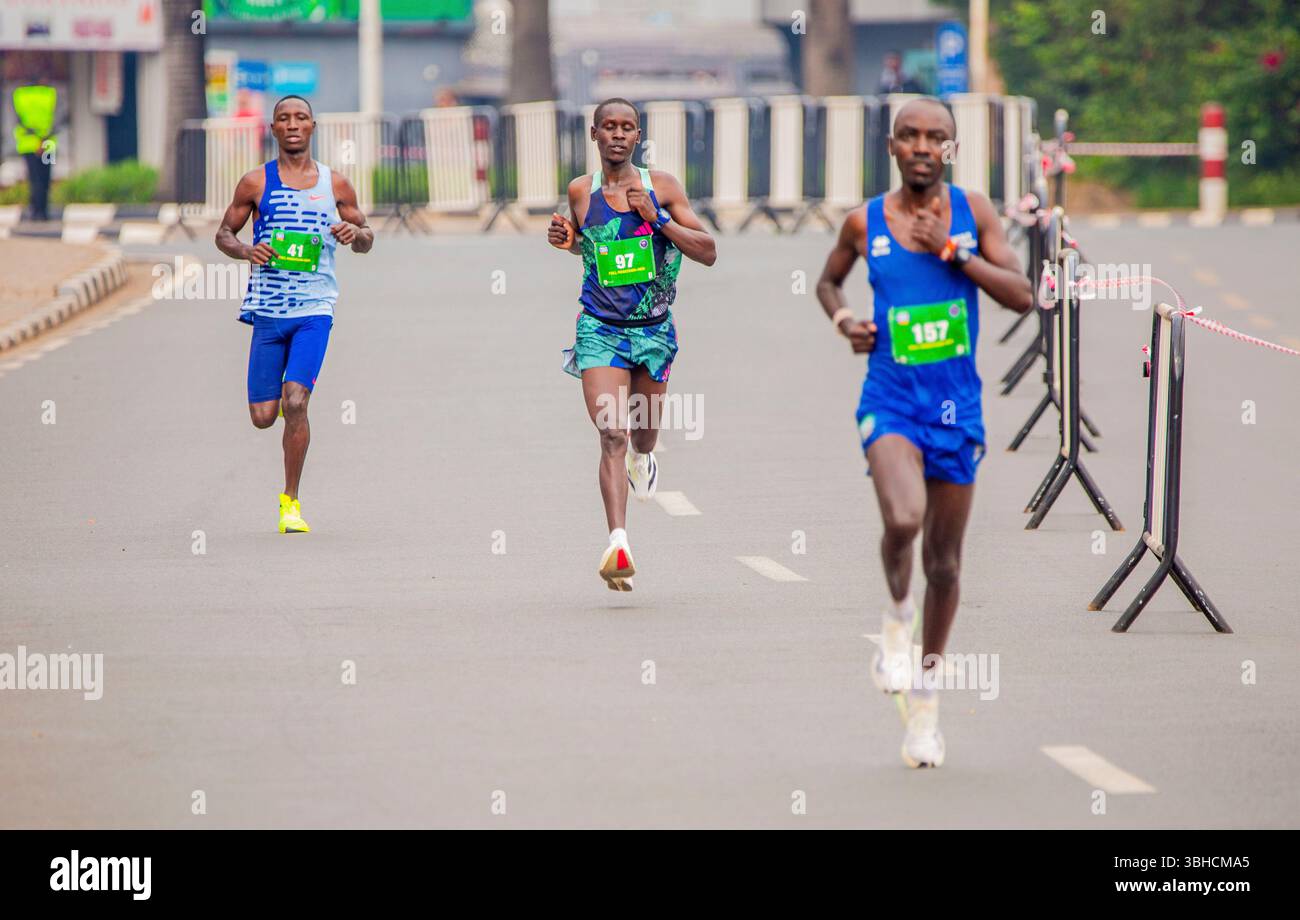 Kigali, Rwanda. 8th June, 2025. Participants run during the 2025 Kigali ...