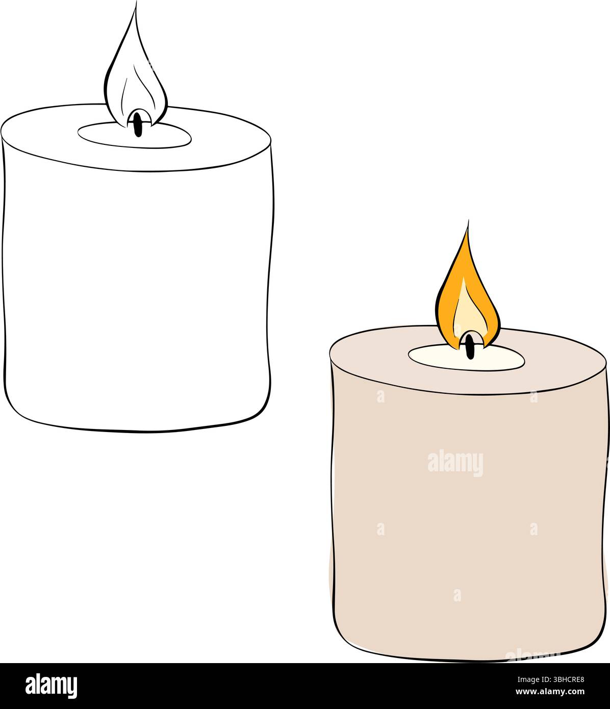 Doodle candle isolated on transparent background. Vector graphic line ...