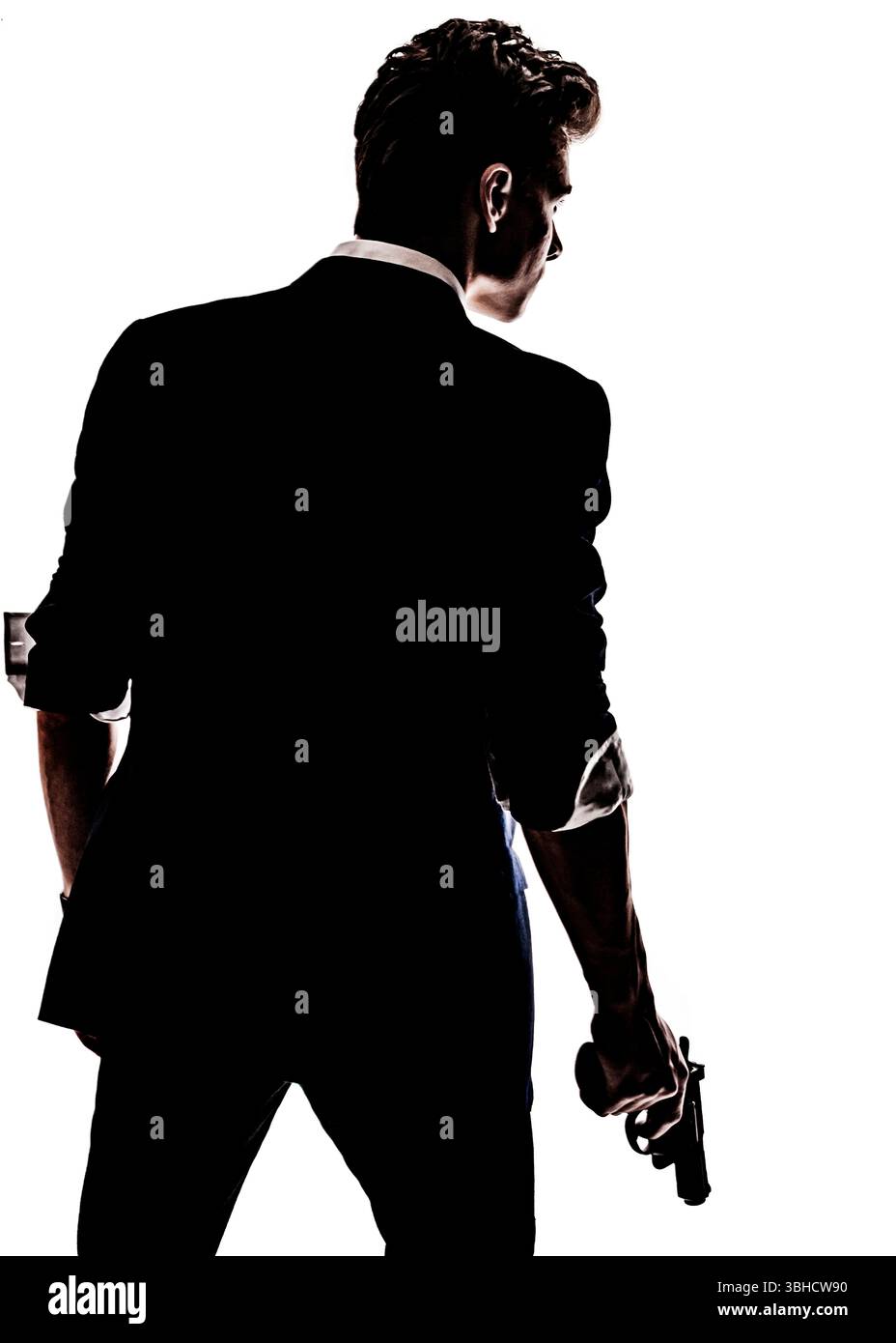 Silhouette person holding gun over hi-res stock photography and images ...