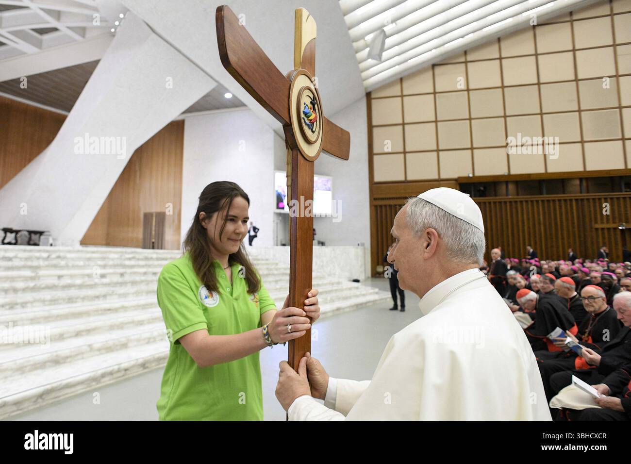 Rome, Italy. 09th June, 2025. Pope Leo XIV carries a Jubilee cross and ...