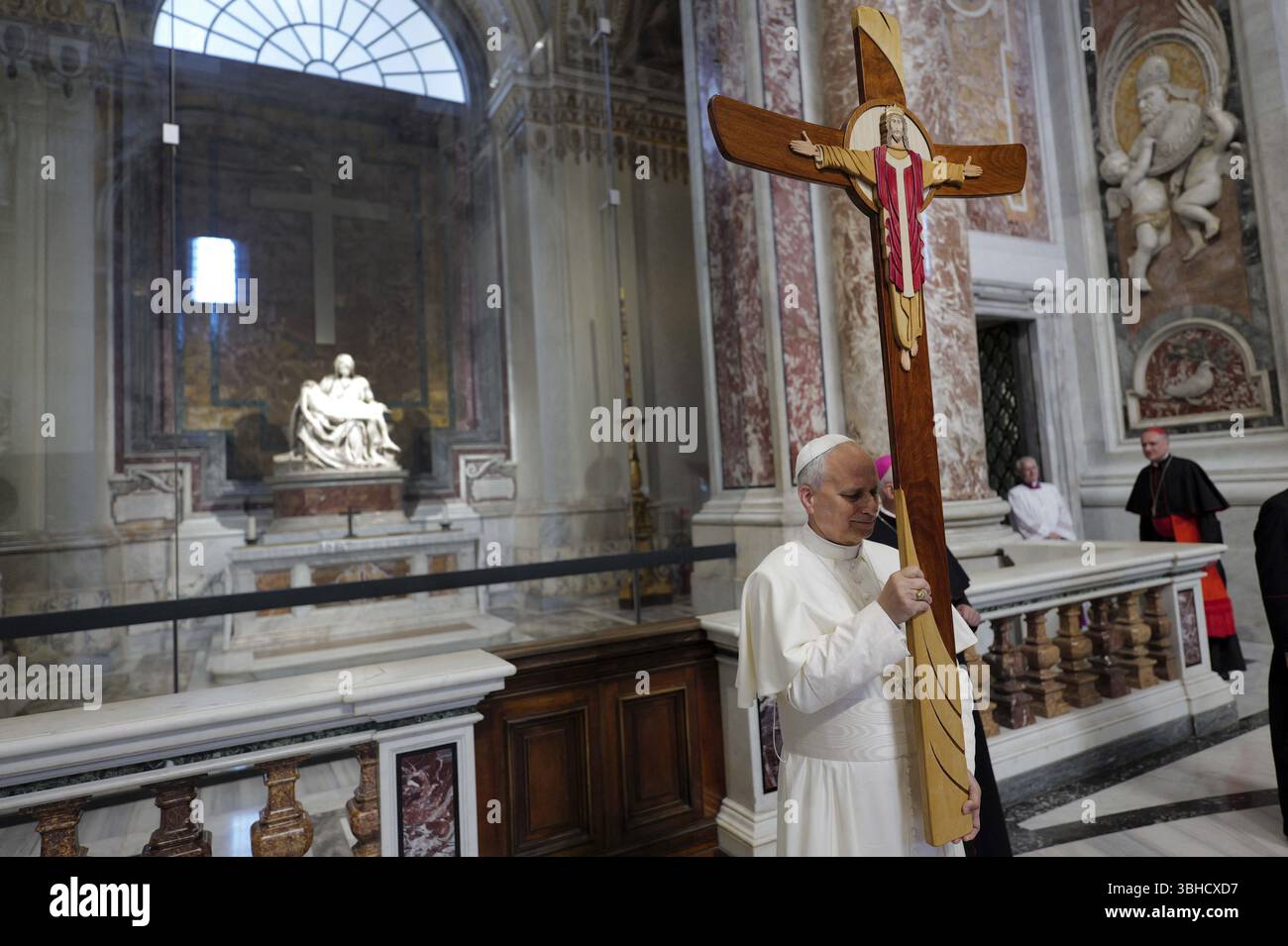 Rome, Italy. 09th June, 2025. Pope Leo XIV carries a Jubilee cross and ...