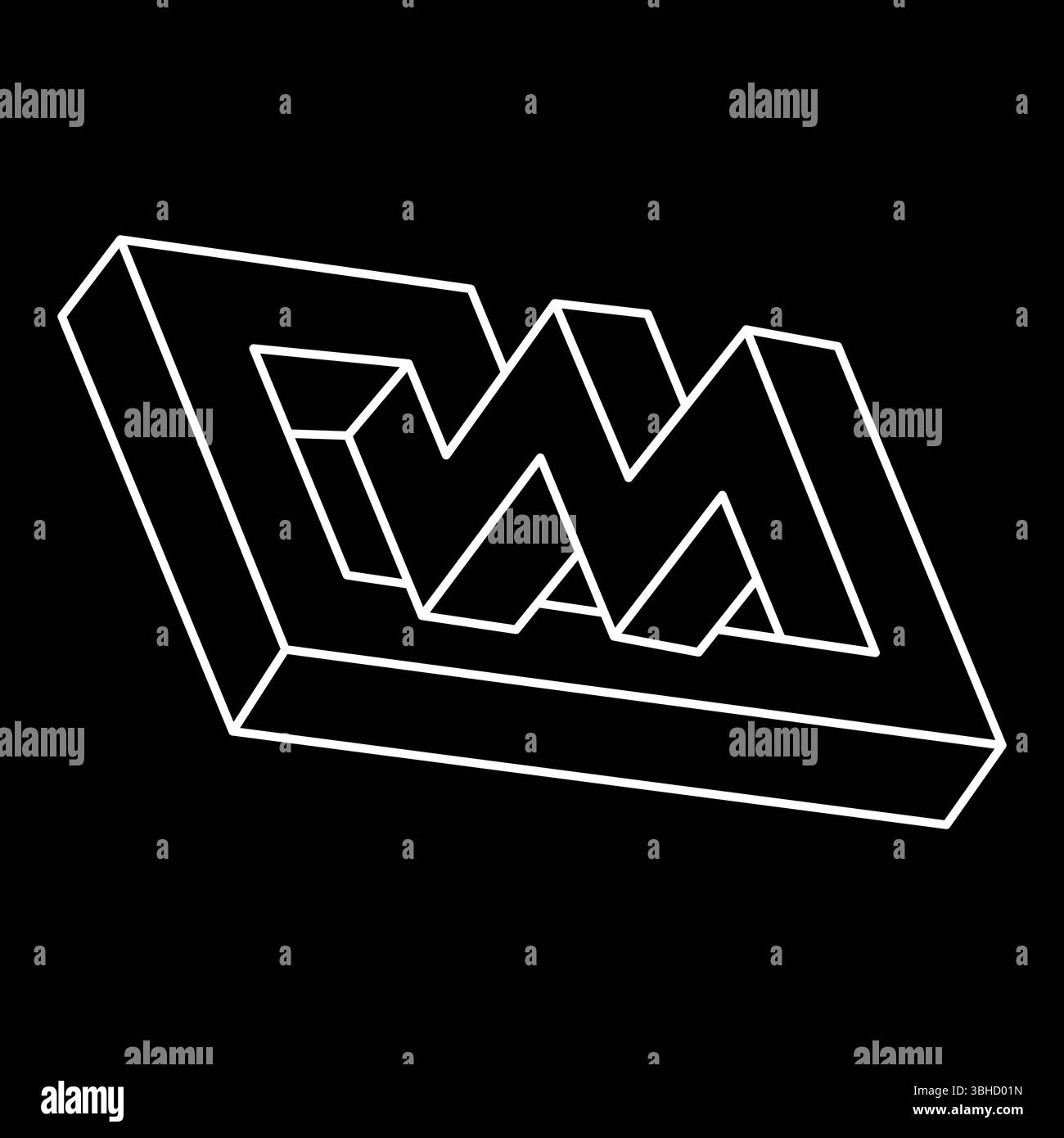 Impossible objects. Line geometric shape. Optical illusion figure ...