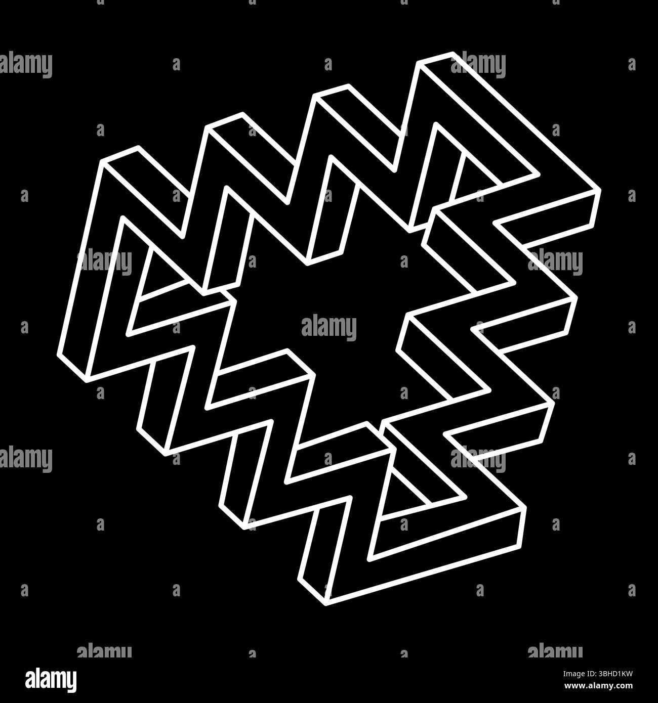 Impossible shape. Sacred geometry figure. Optical illusion. Abstract eternal geometric object ...