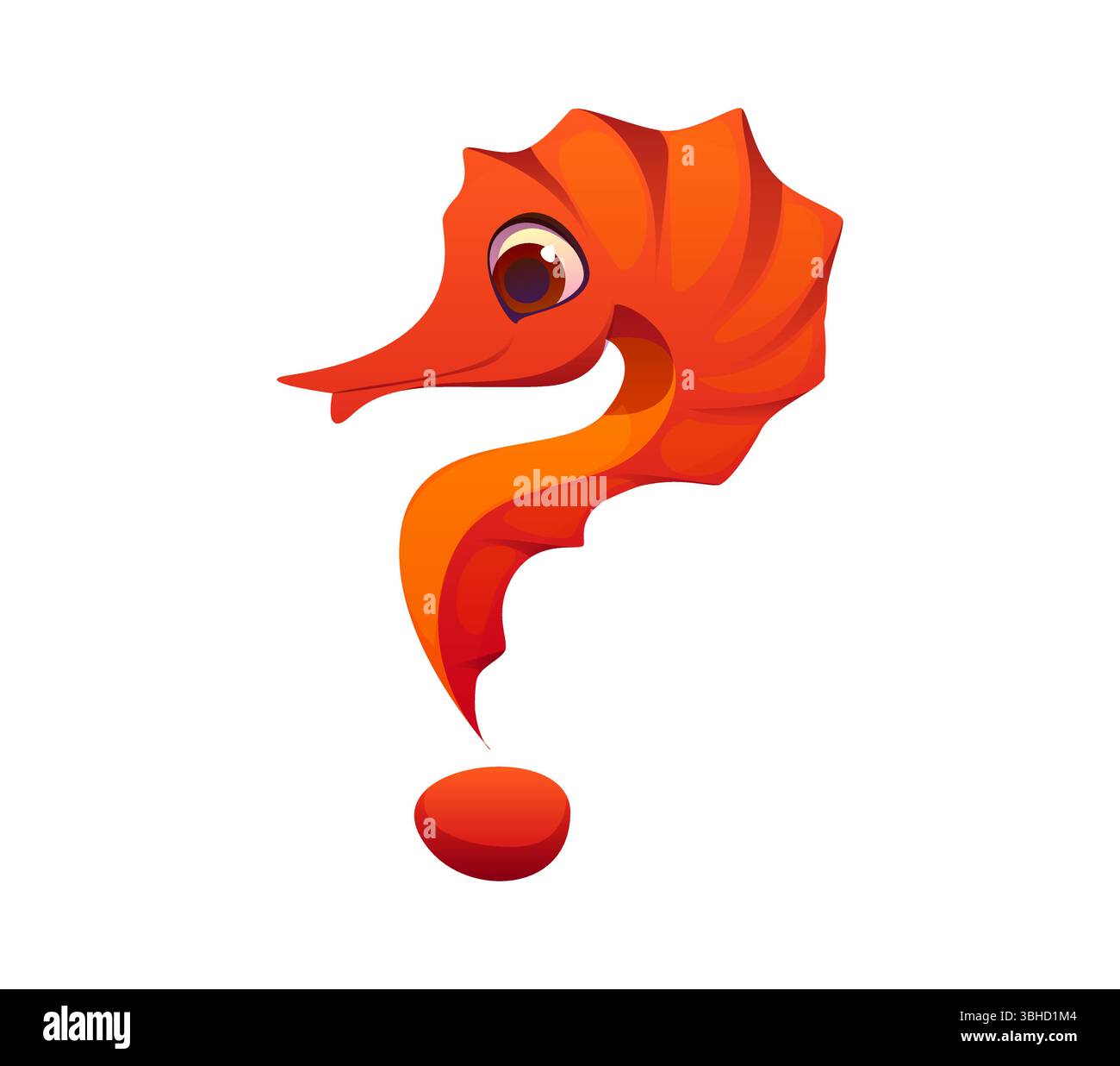 Question symbol as a sea horse kids animal alphabet, funny zoo mascot ...