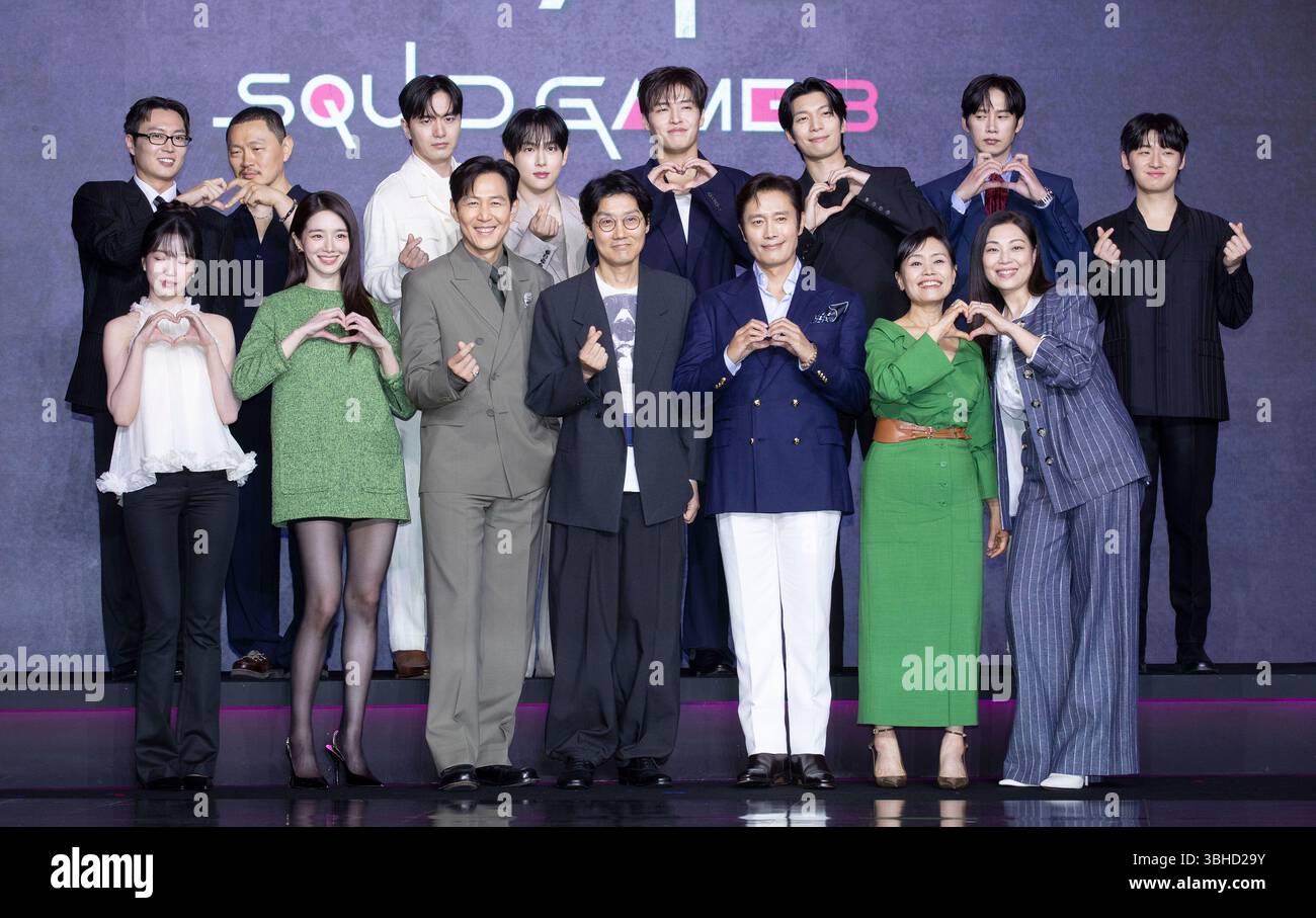 9 June 2025 – Seoul, South Korea: (Front row L-R) South Korean actors ...