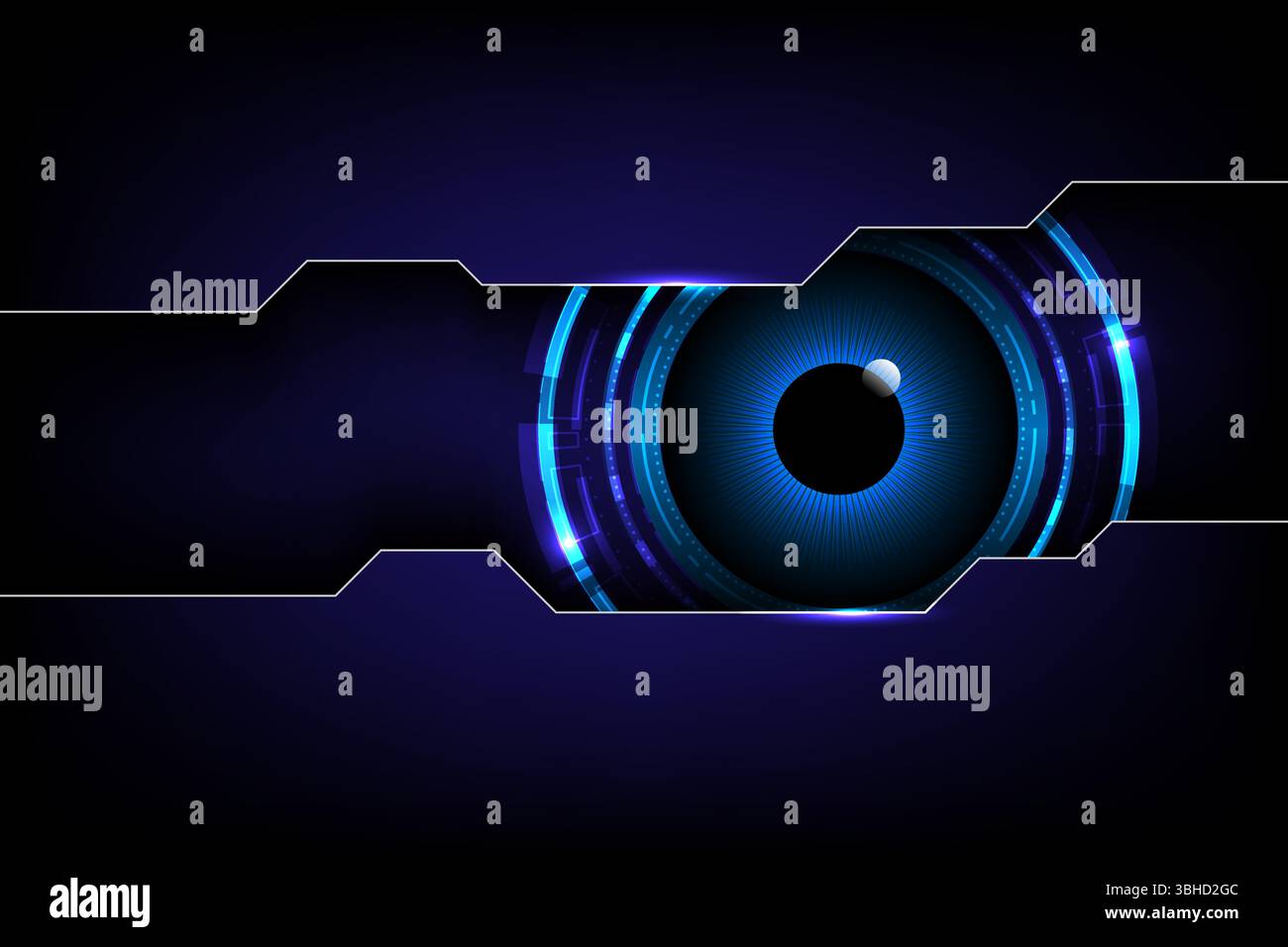 Futuristic High tech digital eye concept with glowing blue interface on ...