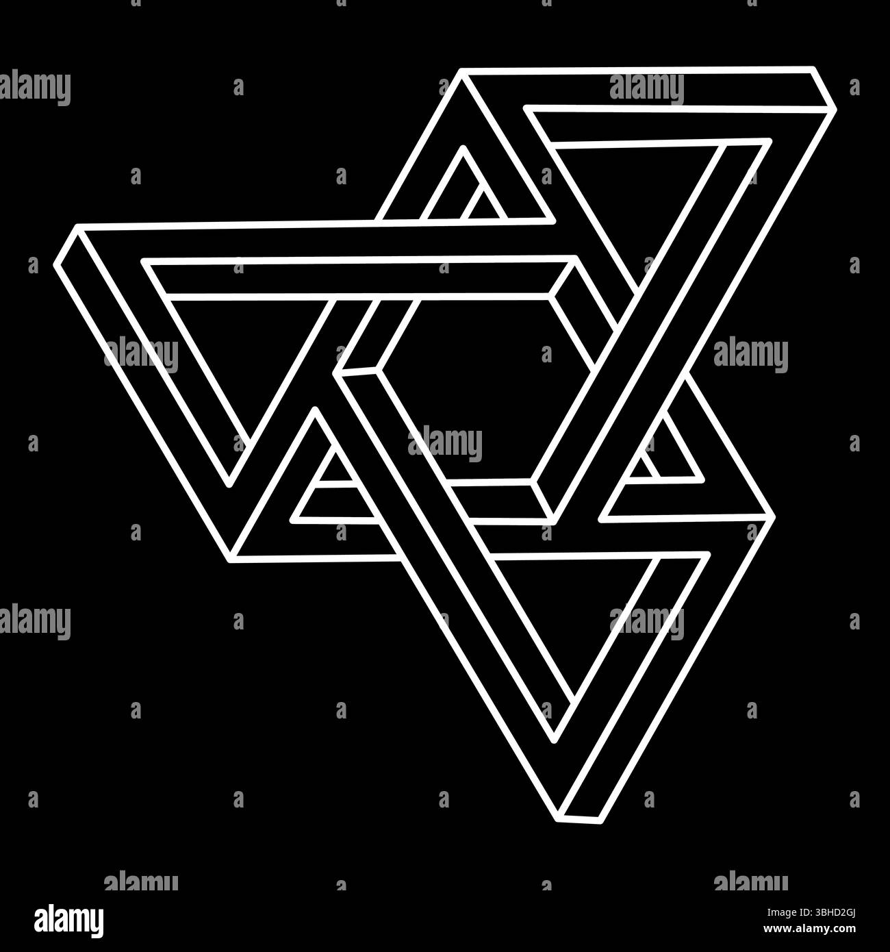 Optical illusion shape. Impossible object. Optical art figure. Geometry ...