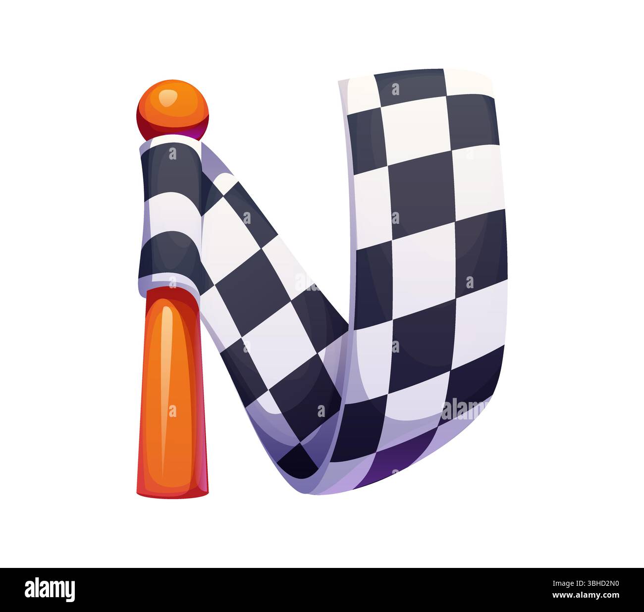 Auto racing championship font checkered flag letter N. Bike speed ...