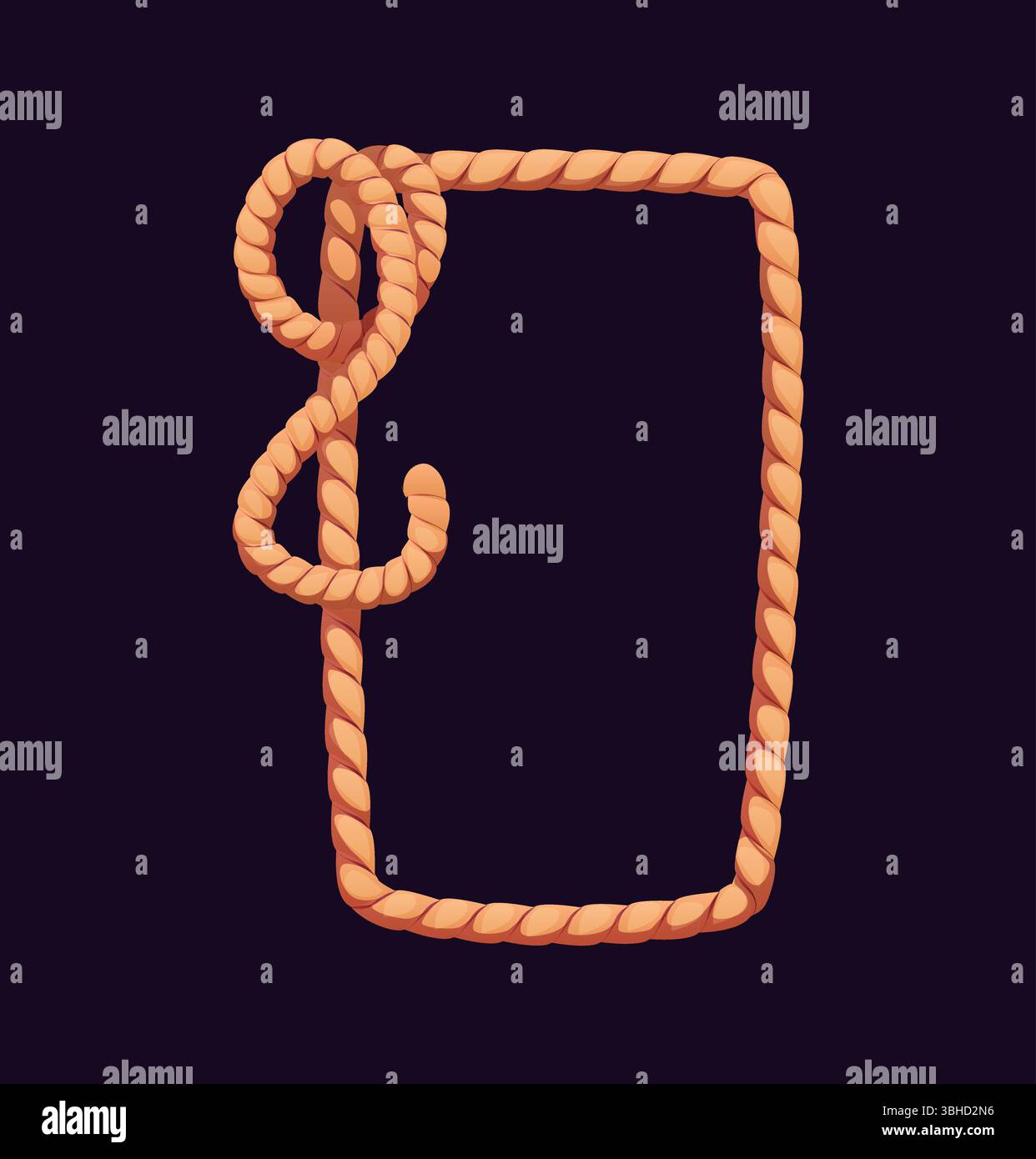 Cartoon pirate rope icon forms a rectangular border with a looped knot ...