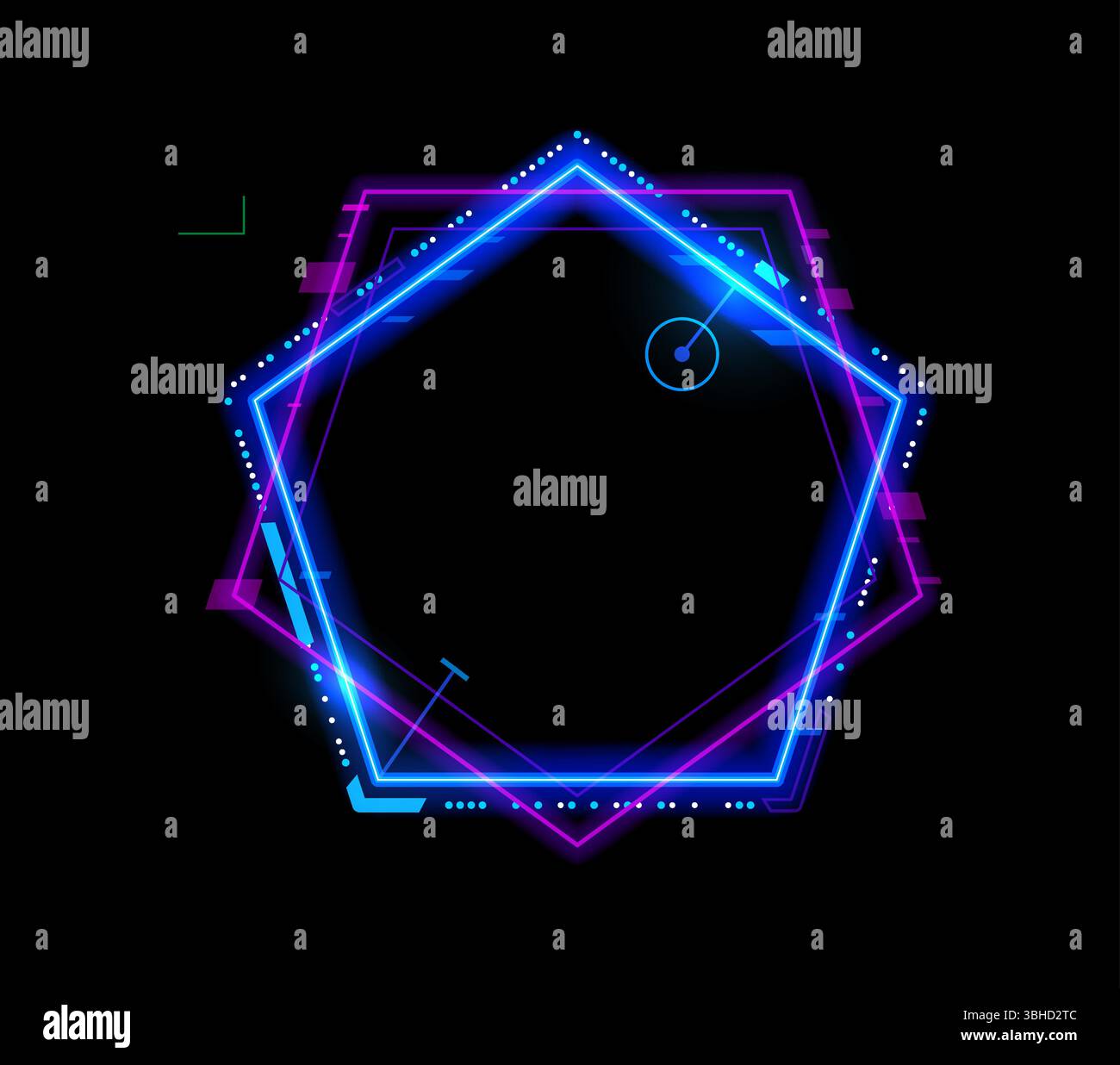 Neon frame for game UI interface or screen of HUD tech and digital ...
