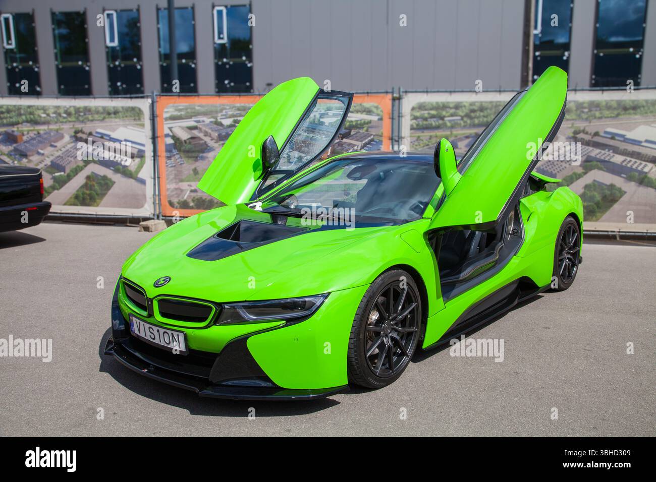 Vilnius, Lithuania - 31-05-2025 - Futuristic BMW i8 in Neon Green with ...