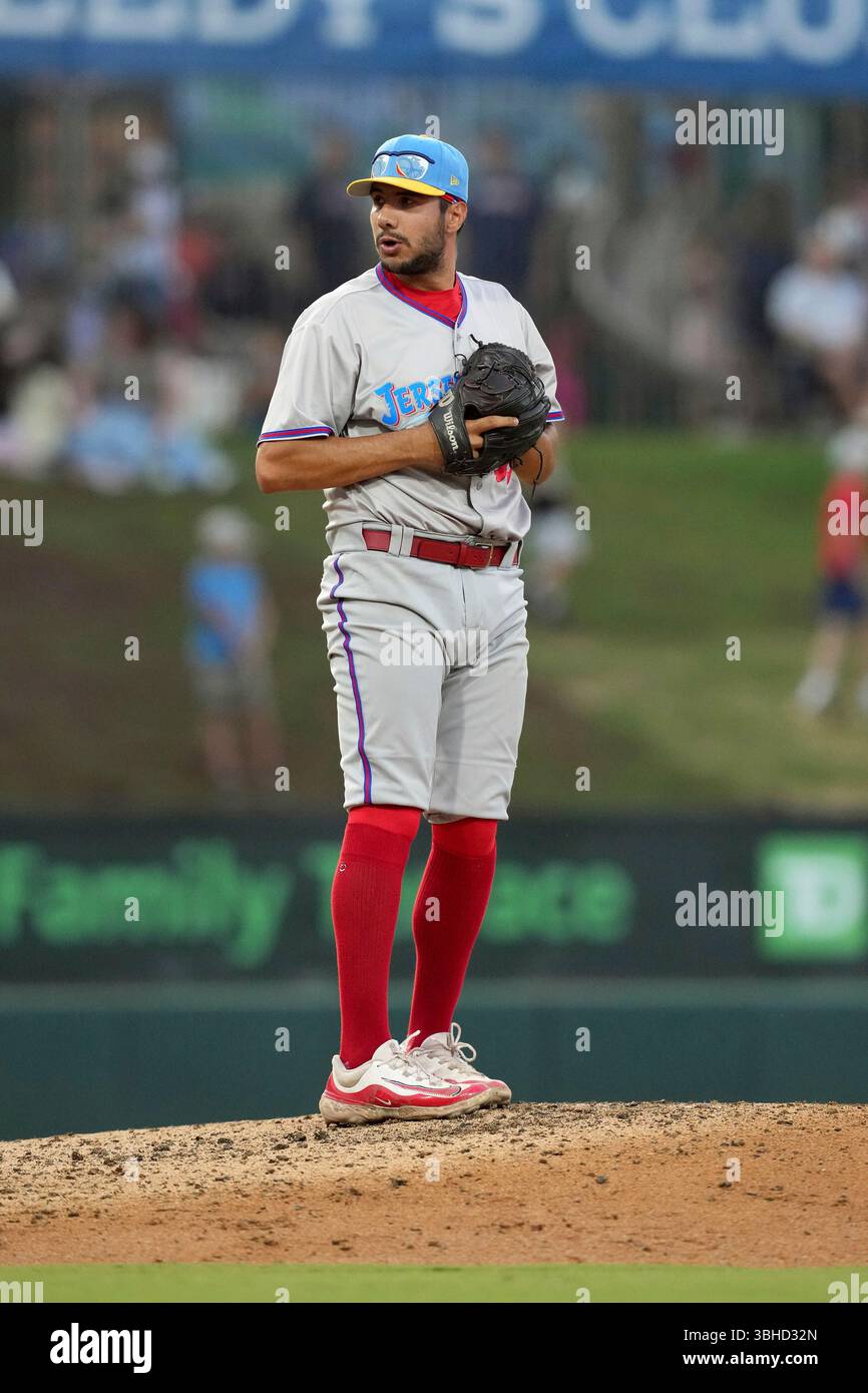 Relief pitcher Erubiel Armenia (35) of the Jersey Shore BlueClaws ...