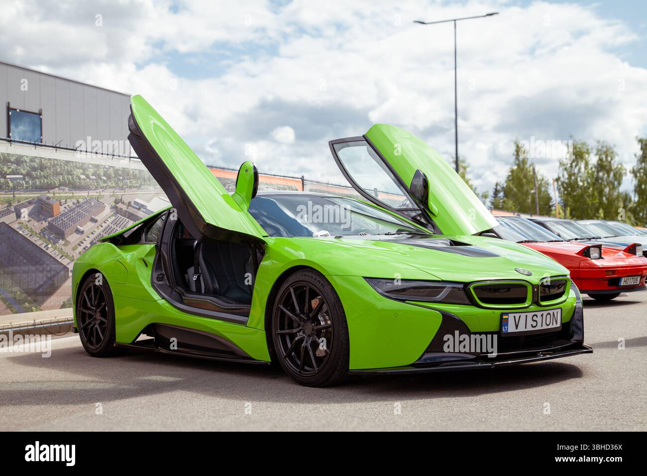 Vilnius, Lithuania - 31-05-2025 - Futuristic BMW i8 in Neon Green with ...