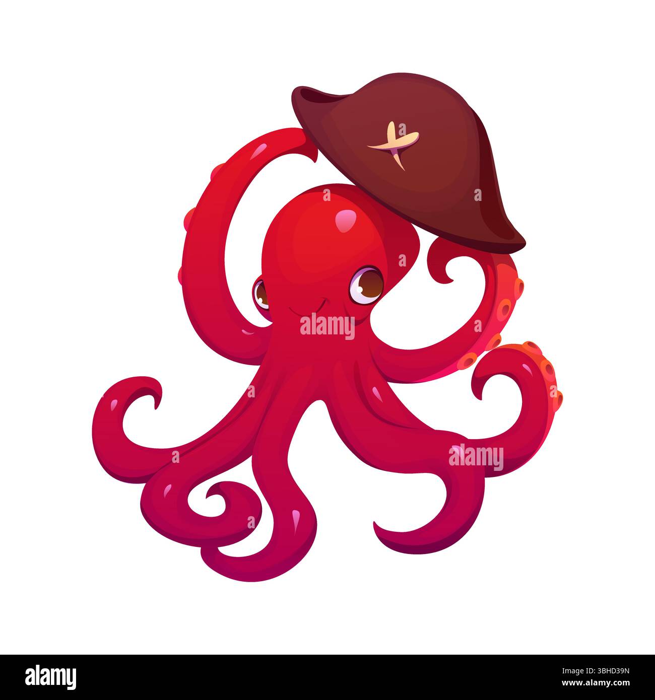 Cartoon octopus medieval pirate and corsair character. Isolated vector ...