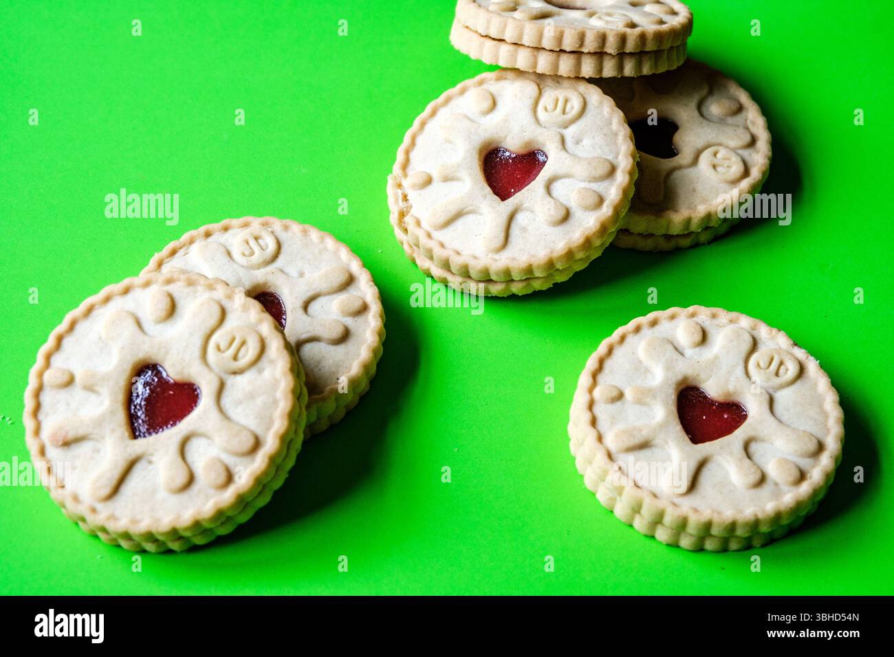 London UK, June 09 2025, Selection of Classic Jammy Dodger Shortbread ...