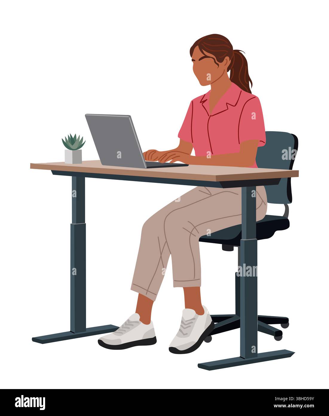 Professional woman office desk typing Stock Vector Images - Alamy