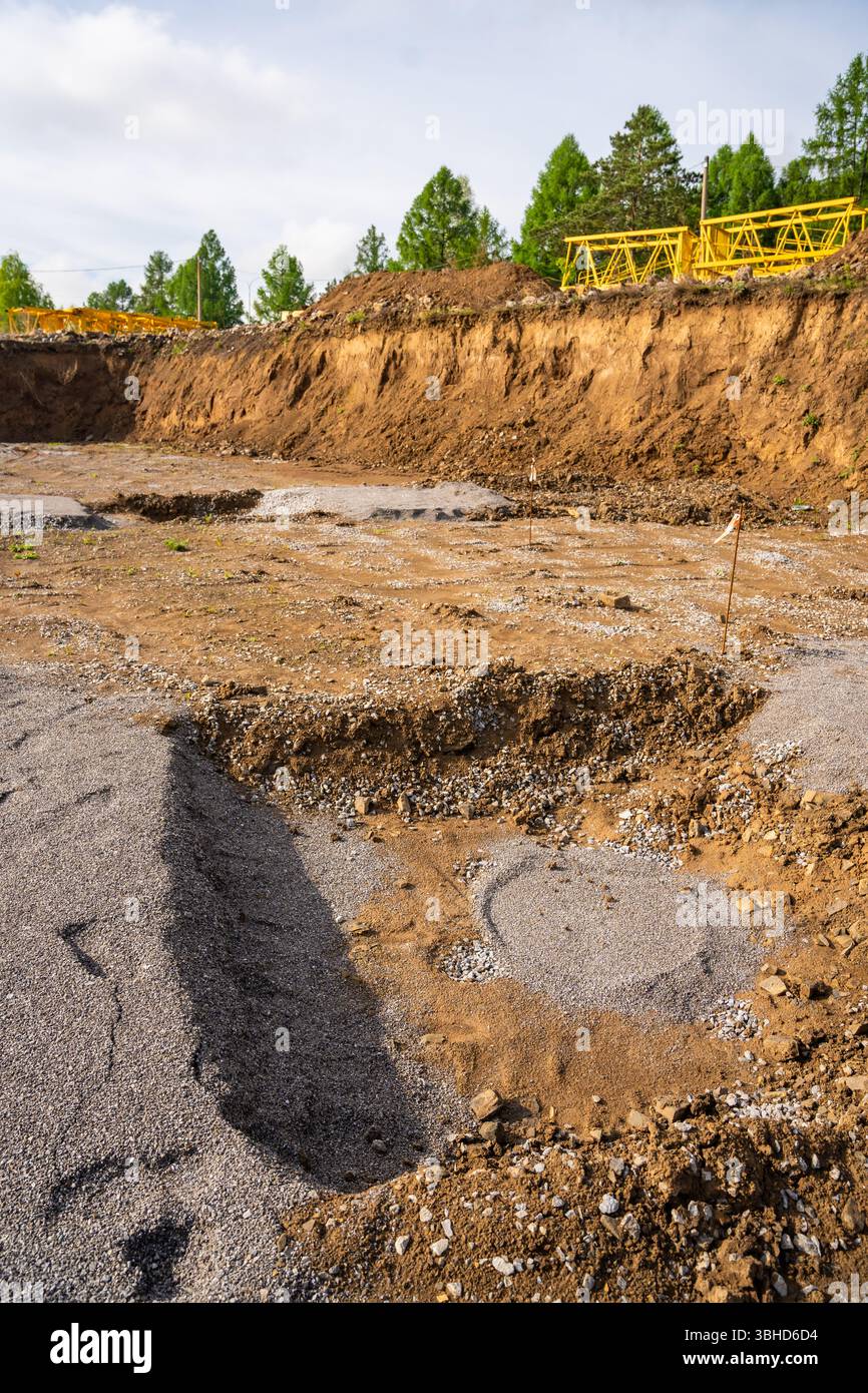 Plate load test results visible on soil surface after static pressure ...