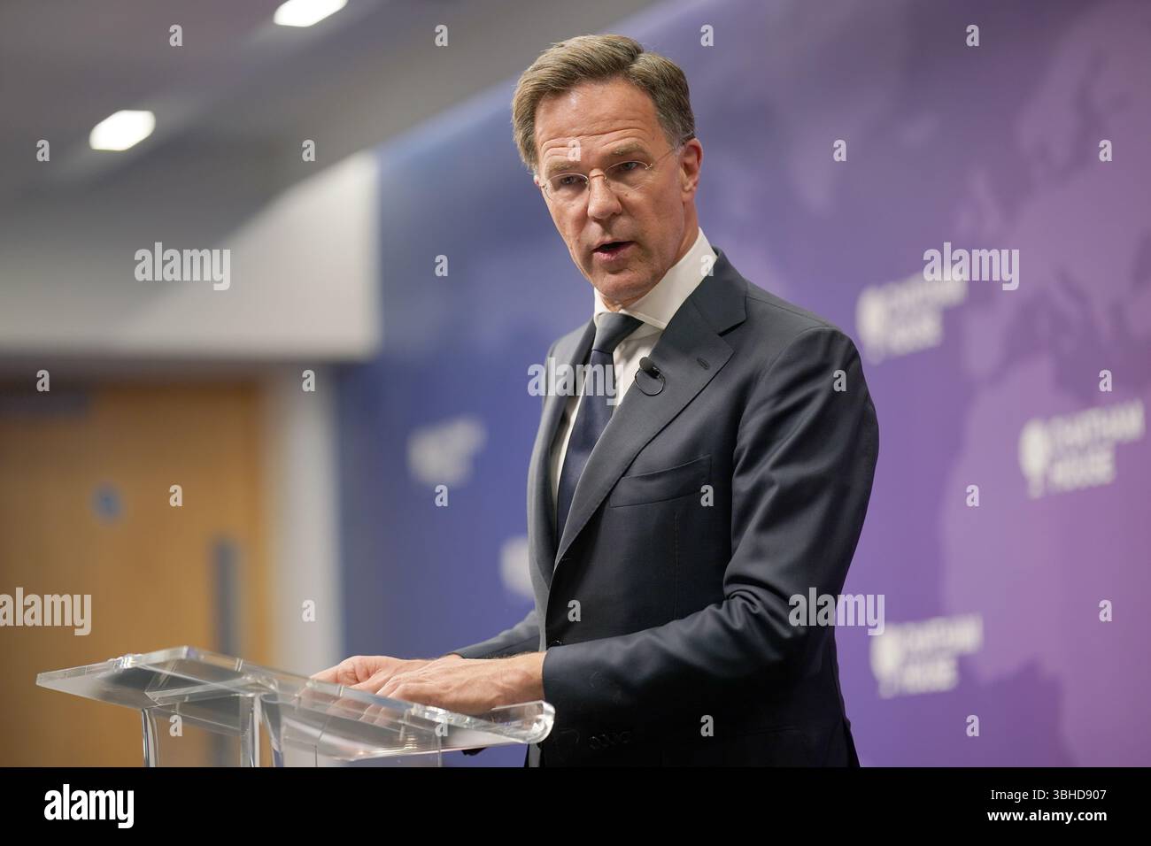 Nato Secretary General Mark Rutte giving a speech at Chatham House ...