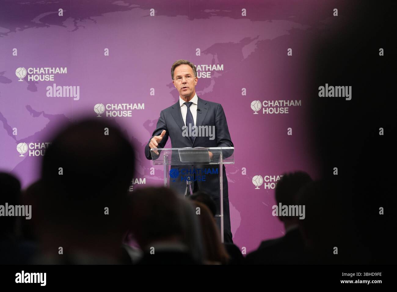 Nato Secretary General Mark Rutte giving a speech at Chatham House ...