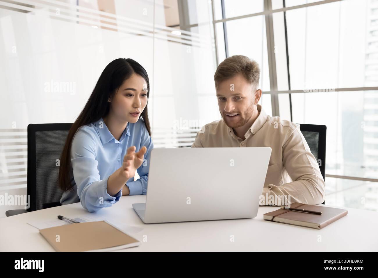 Agent client watching virtual project hi-res stock photography and ...