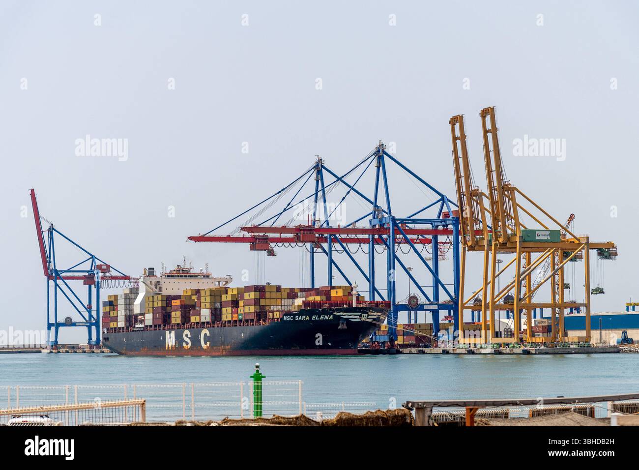 Malaga, Andalusia, Spain - 08 June 2025: The container ship MSC Sara ...