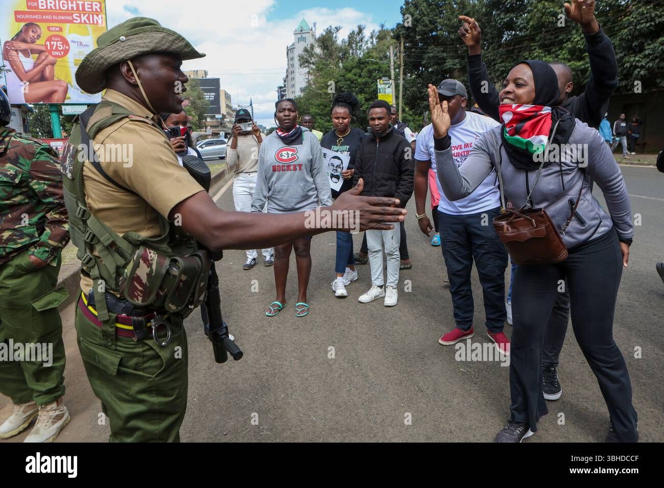 Demonstrators react to the death of Kenyan blogger Albert Ojwang, who ...