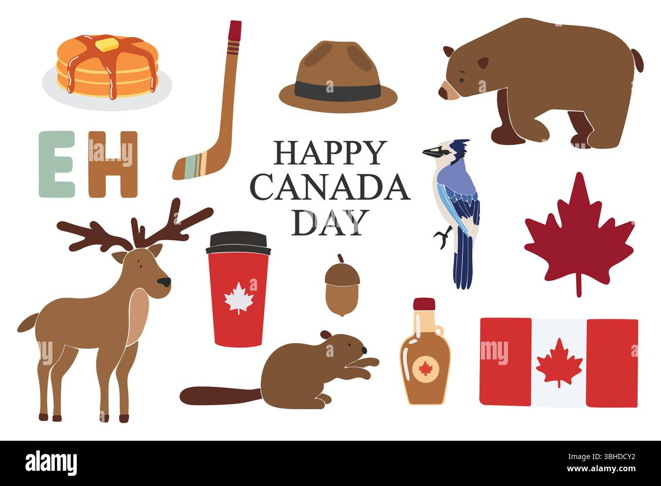 Canada day elements collection. Design for posters, banner, greeting ...