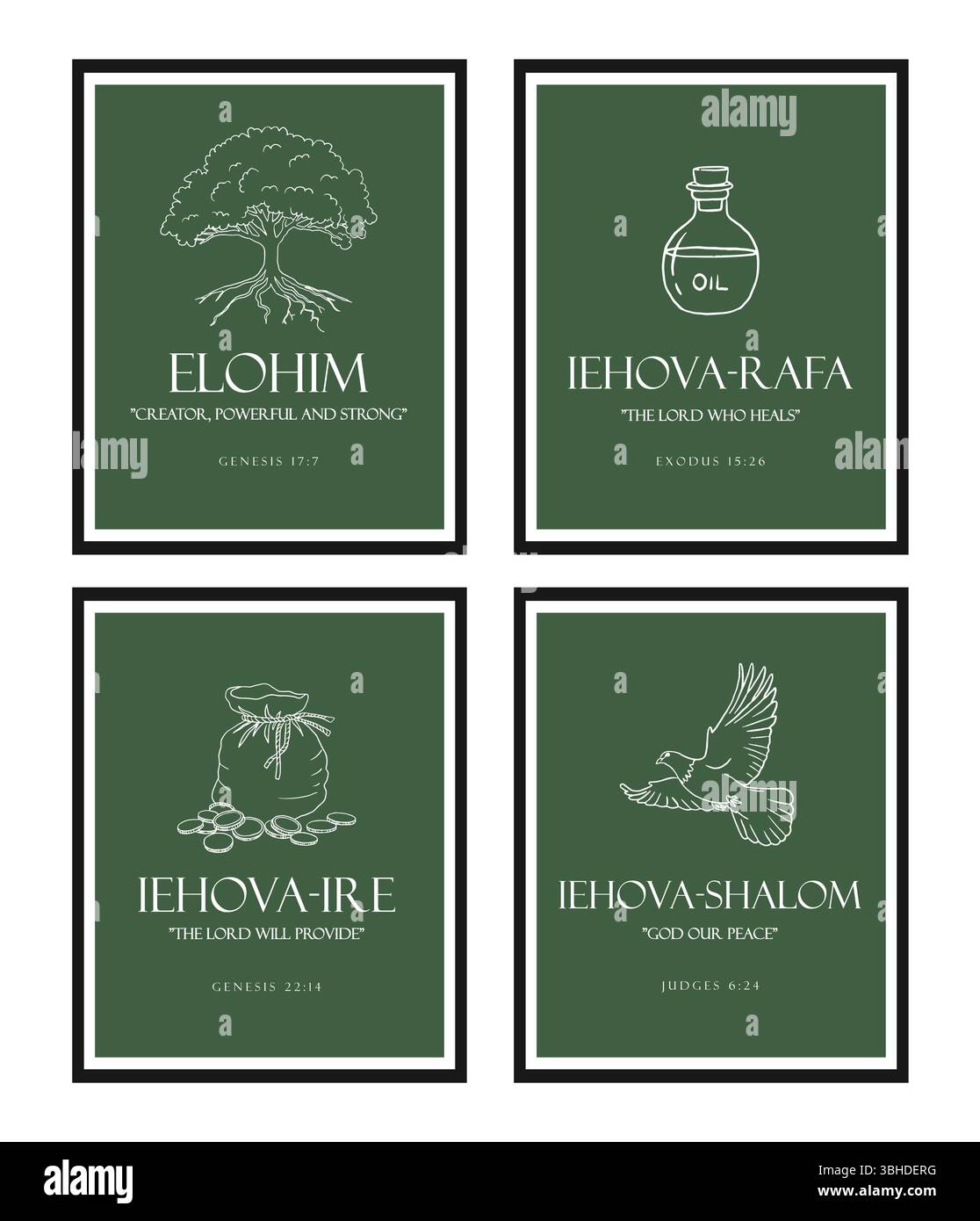 Christian Line Symbols Sketch Poster, Religion Hand Drawn Art, Bible ...