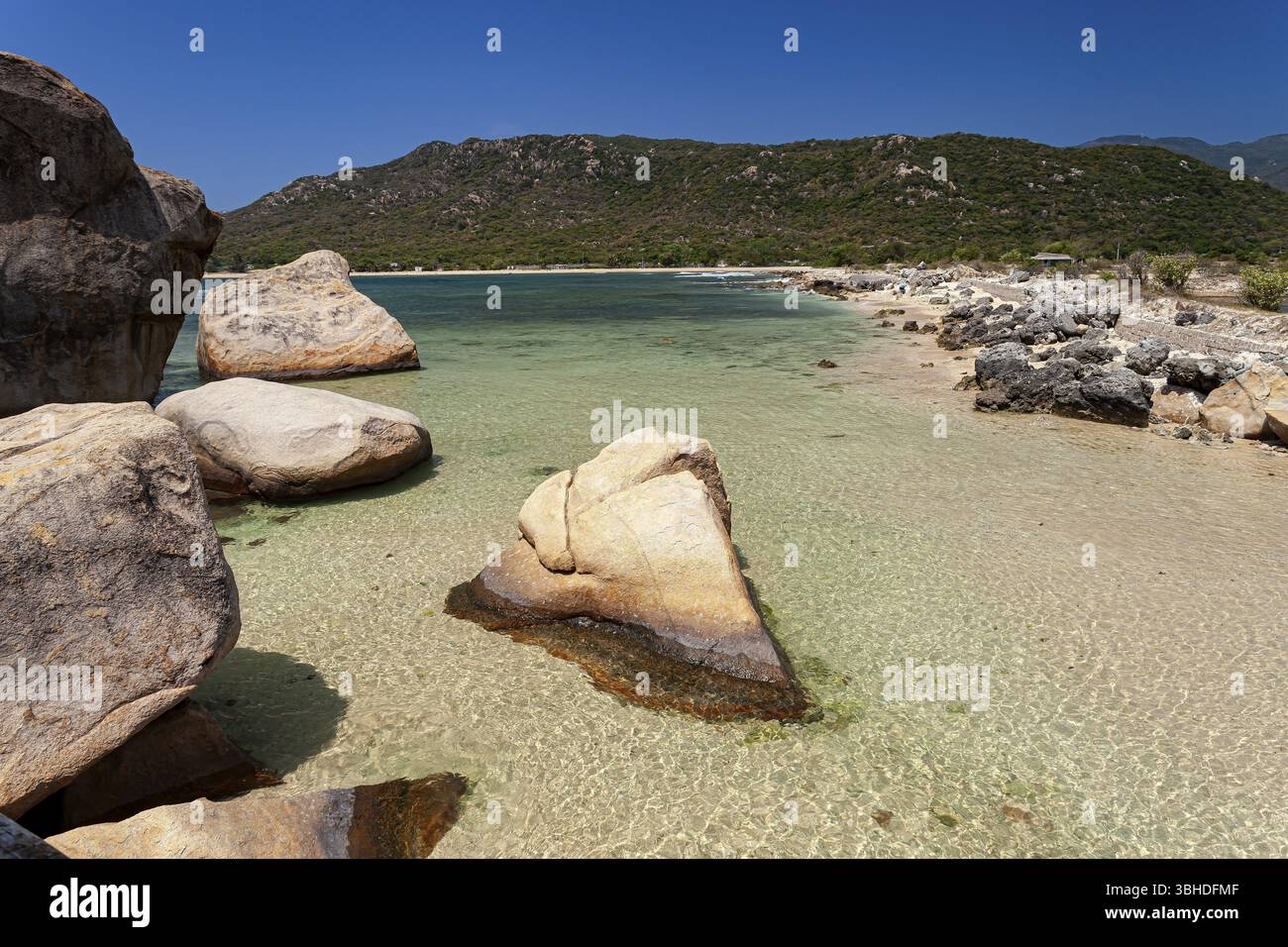 Rocky coast at Hang Rai, Nui Chua-National Park, Vinh Hy, Ninh Thuan province, Vietnam, VietNam ...