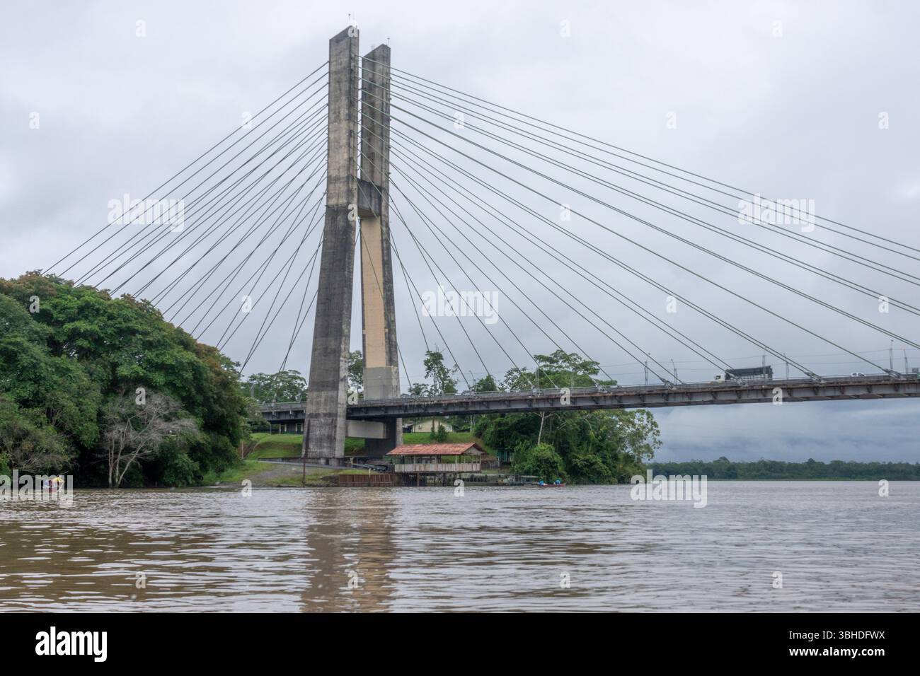 The Napo River Bridge at El Coca in the Amazon Basin of Ecuador. A ...