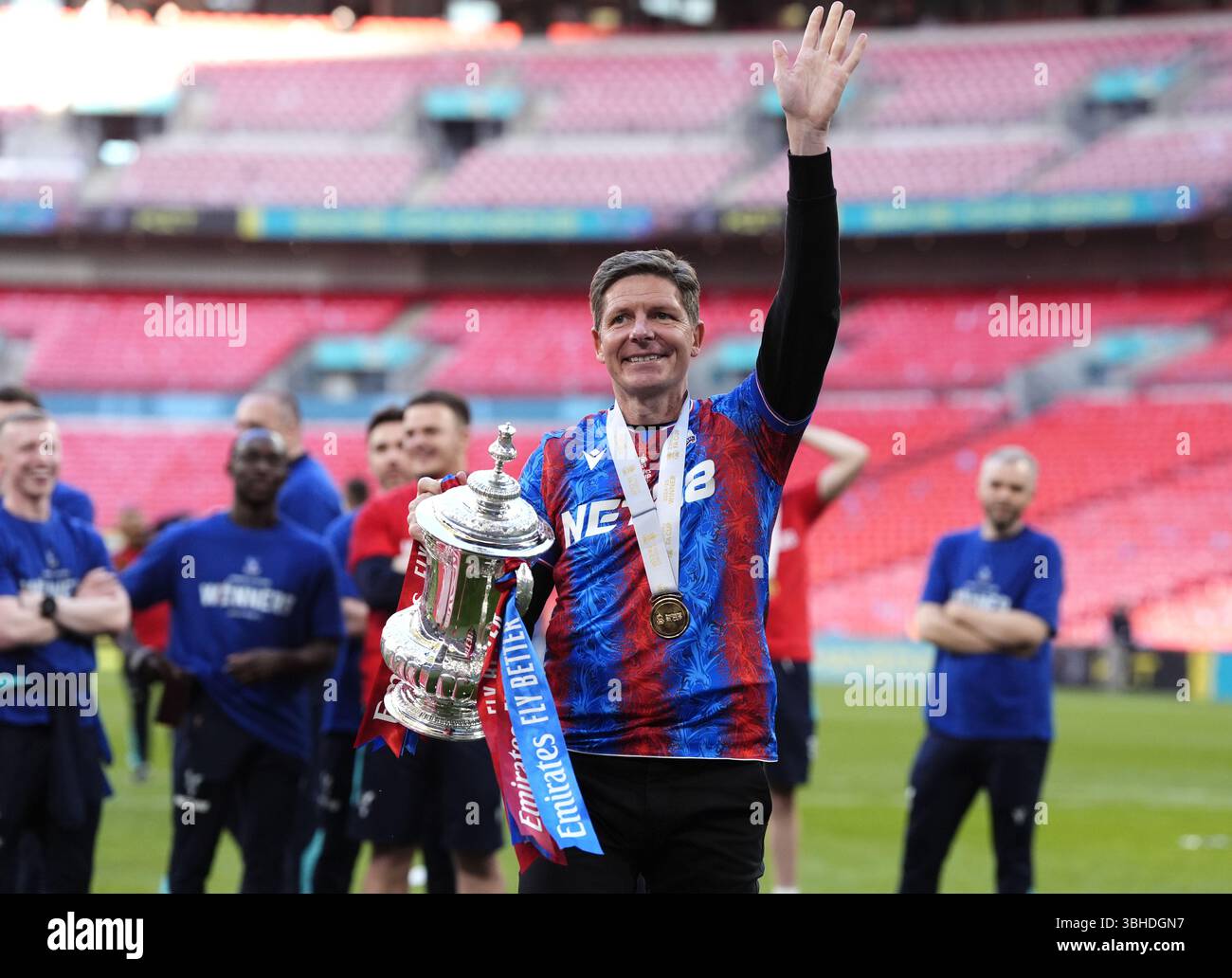 File photo dated 17-05-2025 of Oliver Glasner with the FA Cup trophy ...