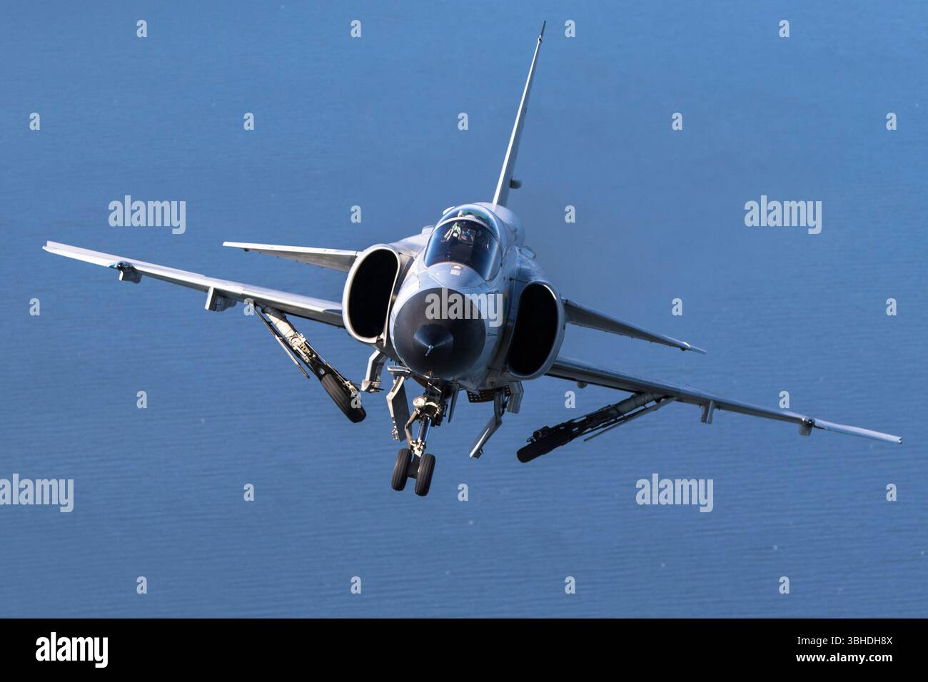 The Saab AJS37 Viggen SE-DXN (Military Code 7-52) is seen with its ...